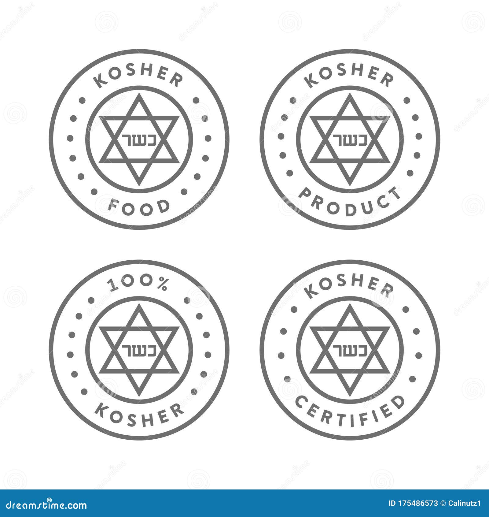 Kosher Food Appoved Icon Set Stock Vector - Illustration of cuisine ...
