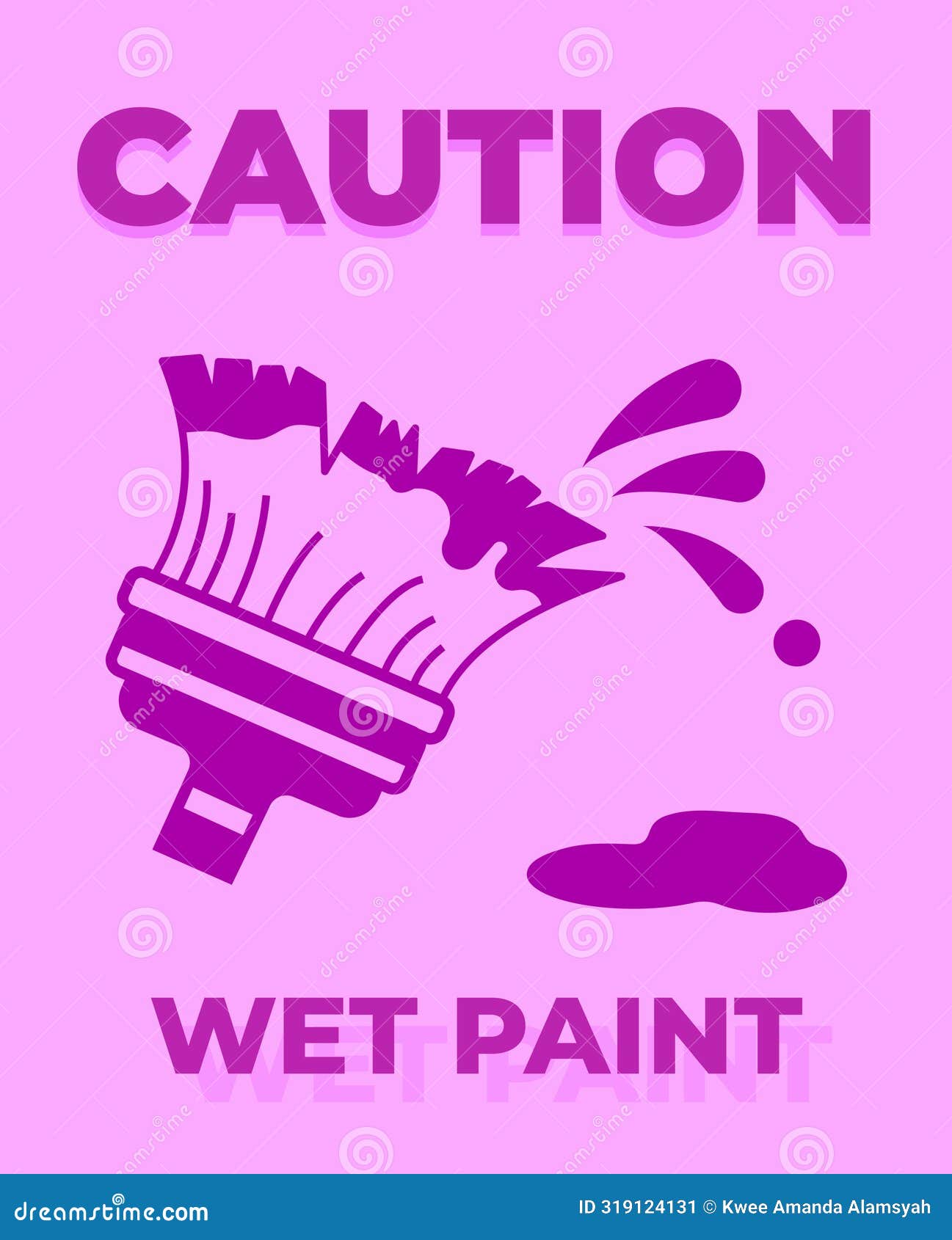 Caution Wet Paint Vector Poster Sign Stock Vector - Illustration of ...