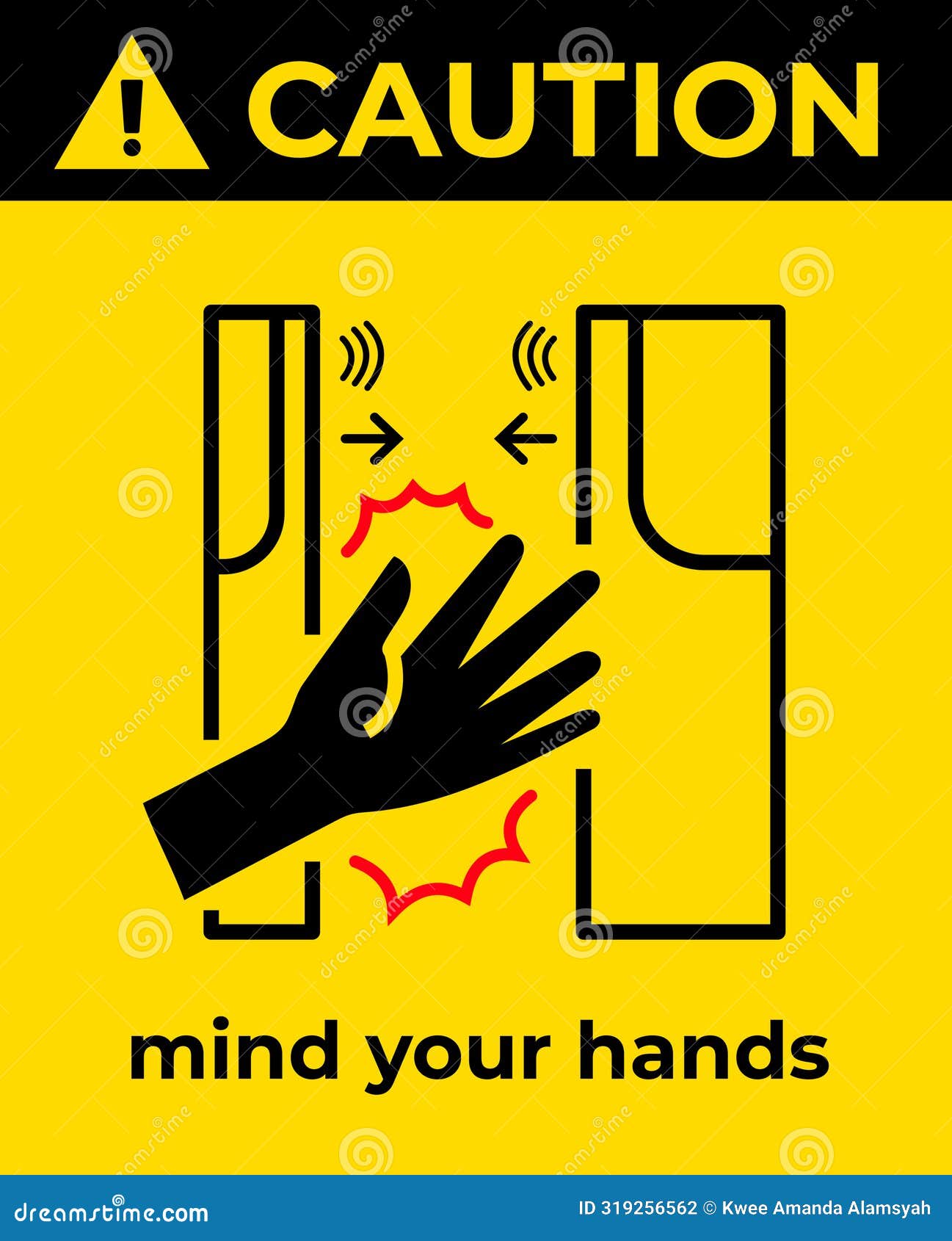 Caution Closing Door Vector Poster Banner Stock Illustration ...