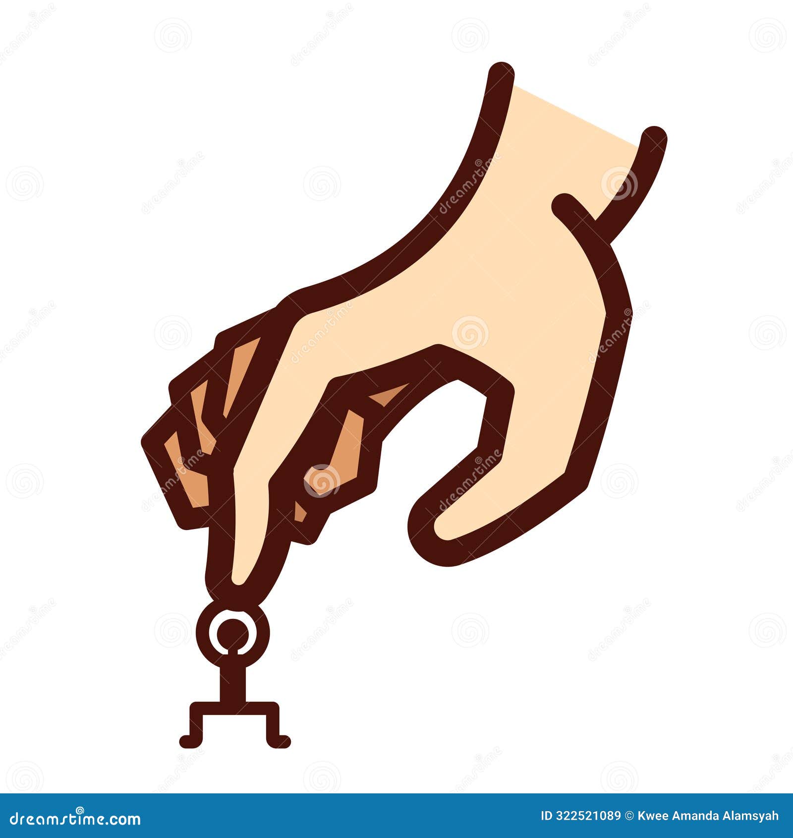 Hand on Stickman Colored Vector Icon Stock Vector - Illustration of ...