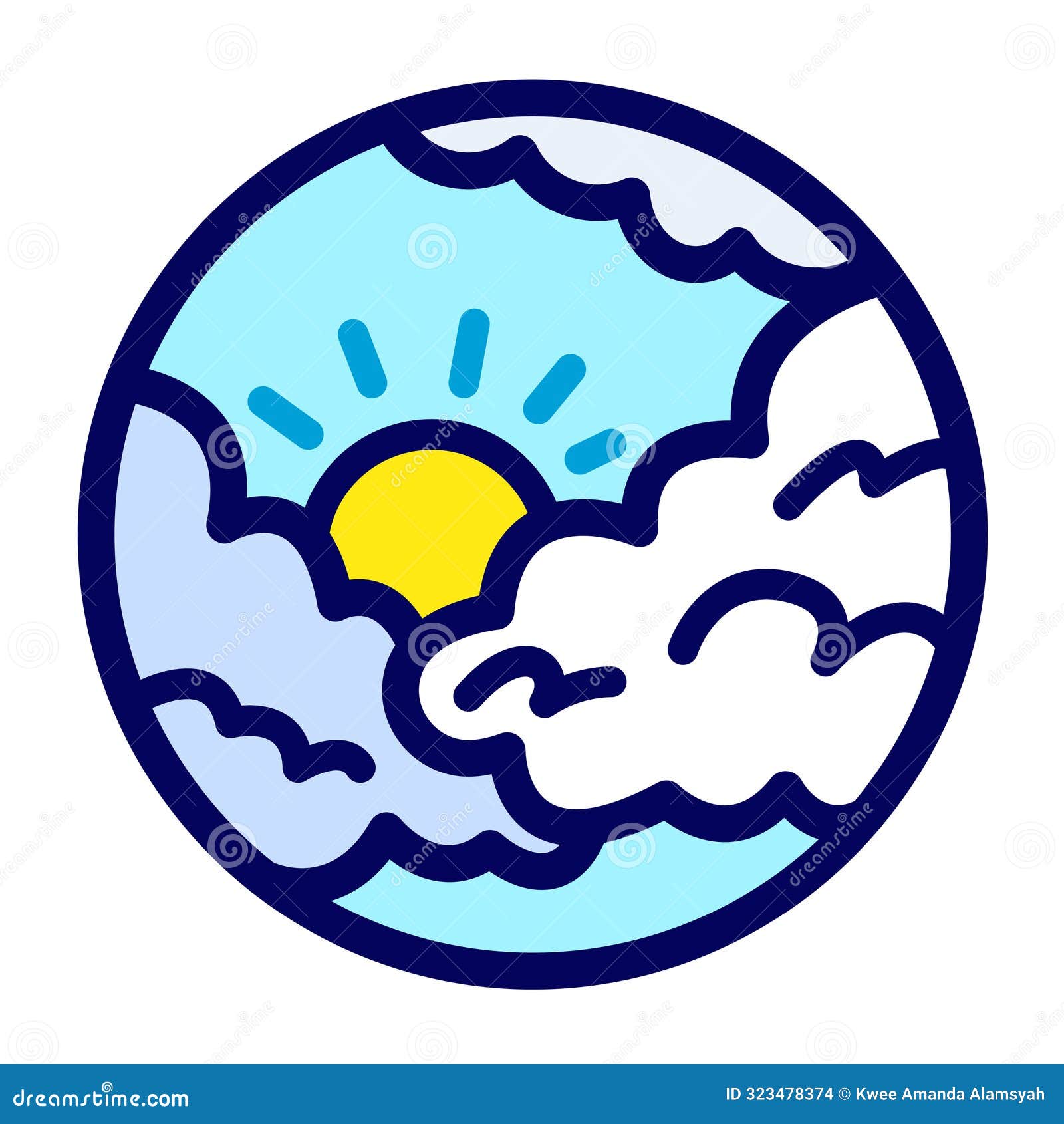 Partly Sunny or Cloudy Colored Vector Icon Illustration Stock Vector ...