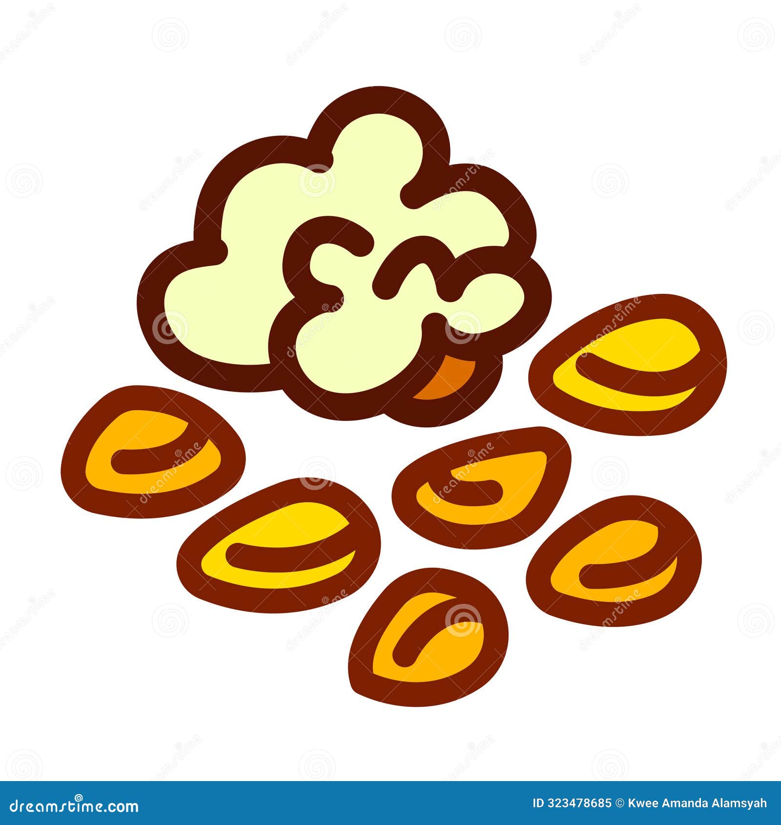 Pop Corn Kernels Colored Vector Icon Illustration Stock Vector - Illustration of isolated ...