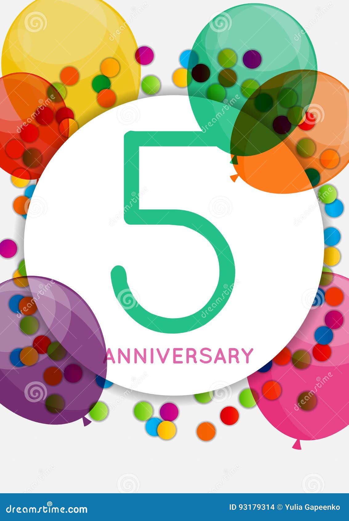 Template 5 Years Anniversary Congratulations, Greeting Card, Inv Stock ...