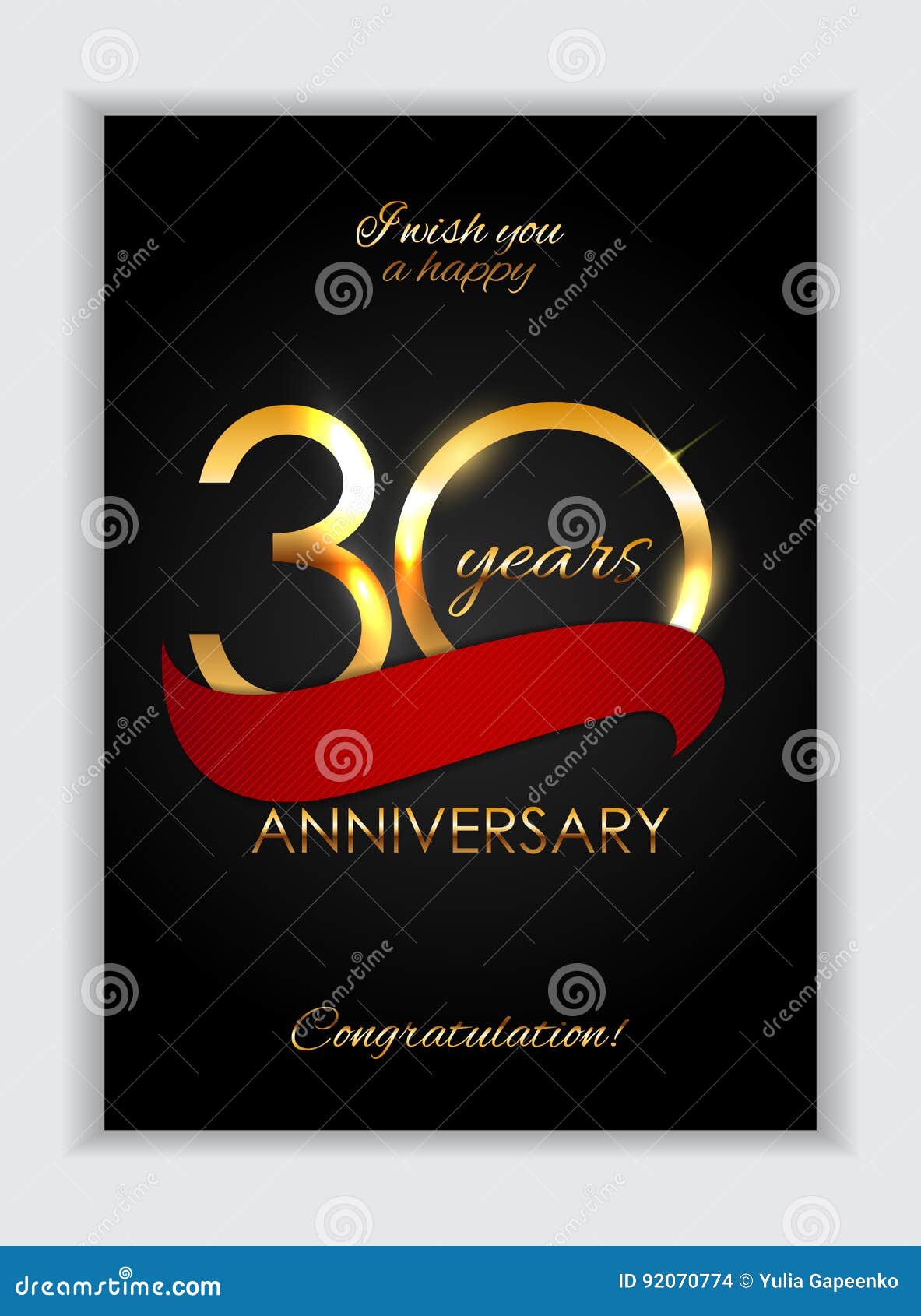 Template 30 Years Anniversary Congratulations Vector Illustration Stock ...