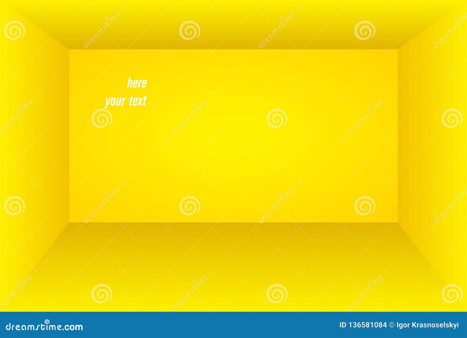 Template Yellow Empty Room. Wall, Floor and Ceiling in 3d Rendering ...