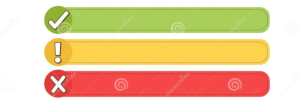 Colorful Template with Check Mark, Exclamation Point, and Cross Symbols ...