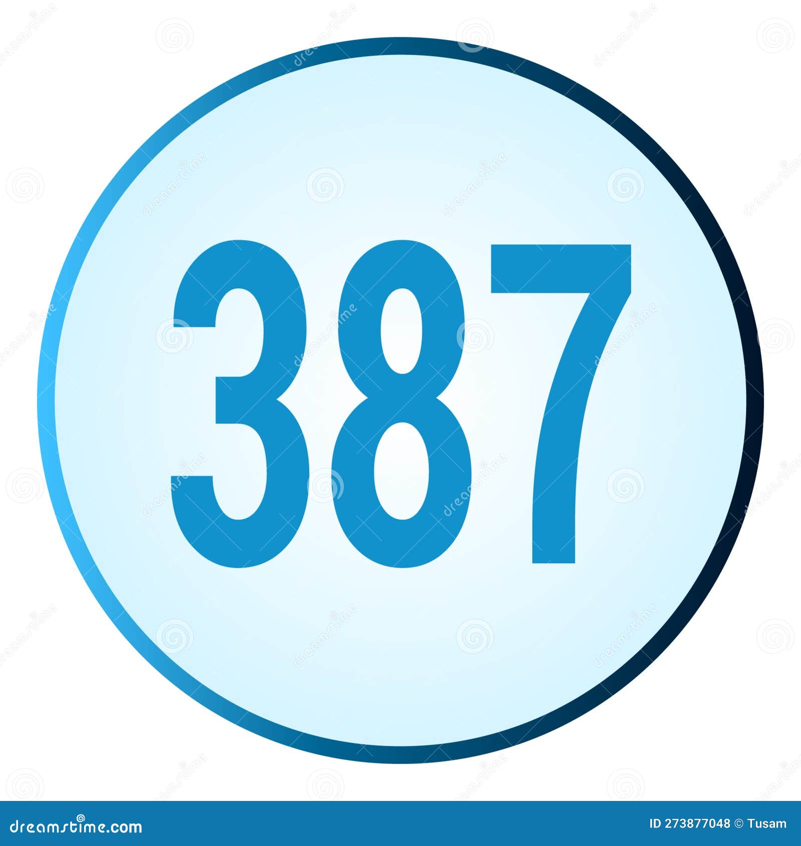 Number 387 Symbol or Logo with Round Frame in Blue Gradient Color Stock ...