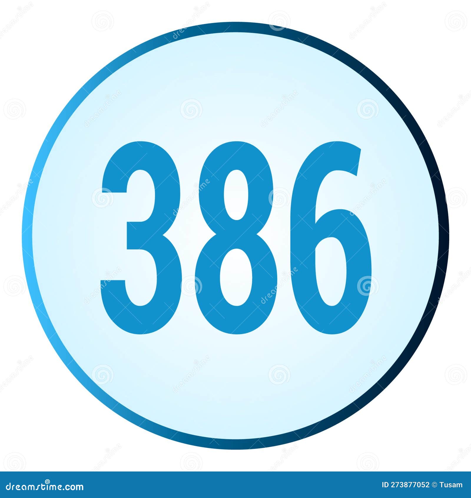 Number 386 Symbol or Logo with Round Frame in Blue Gradient Color Stock ...