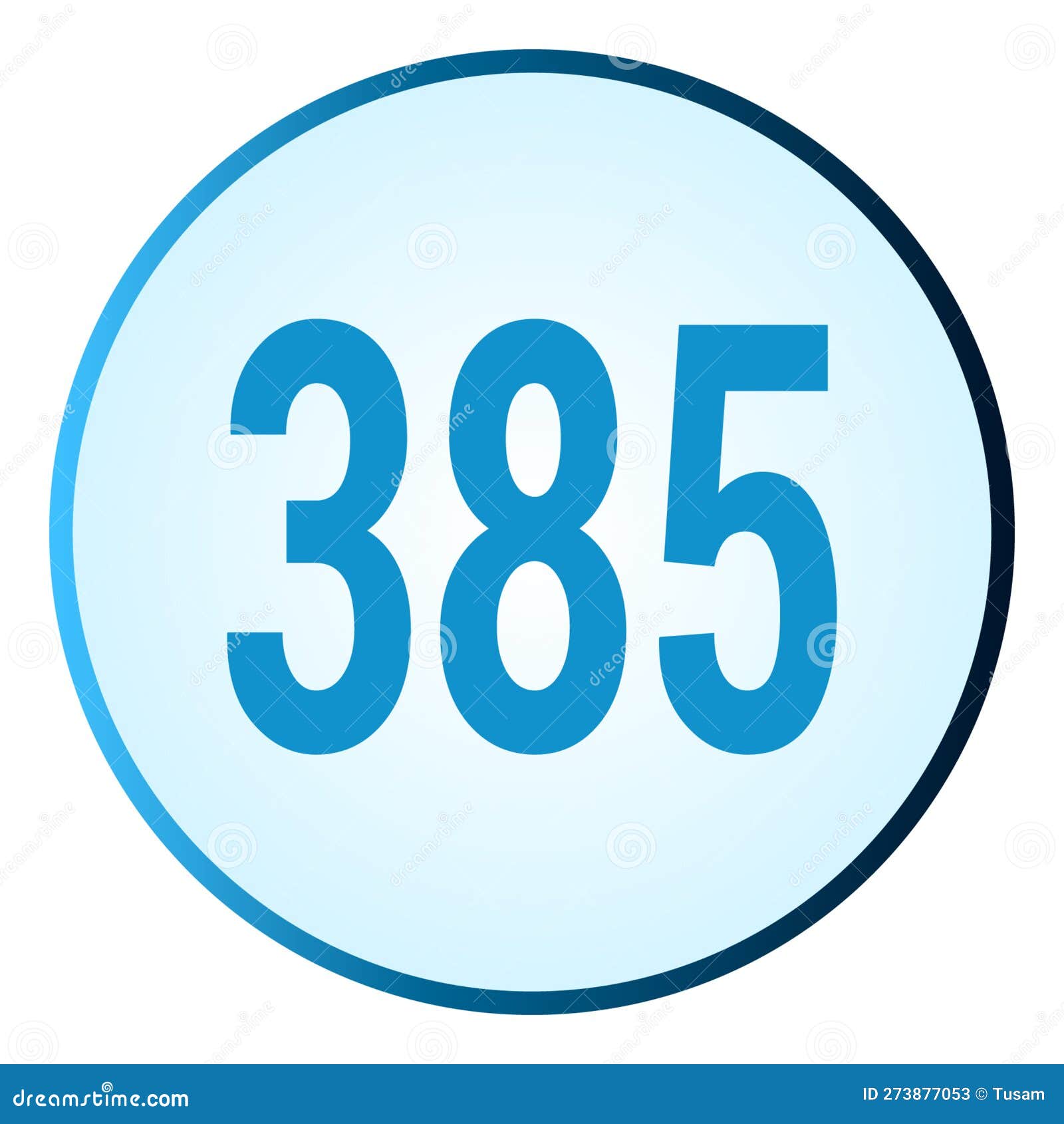 Number 385 Symbol or Logo with Round Frame in Blue Gradient Color Stock ...