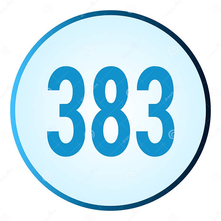 Number 383 Symbol or Logo with Round Frame in Blue Gradient Color Stock ...