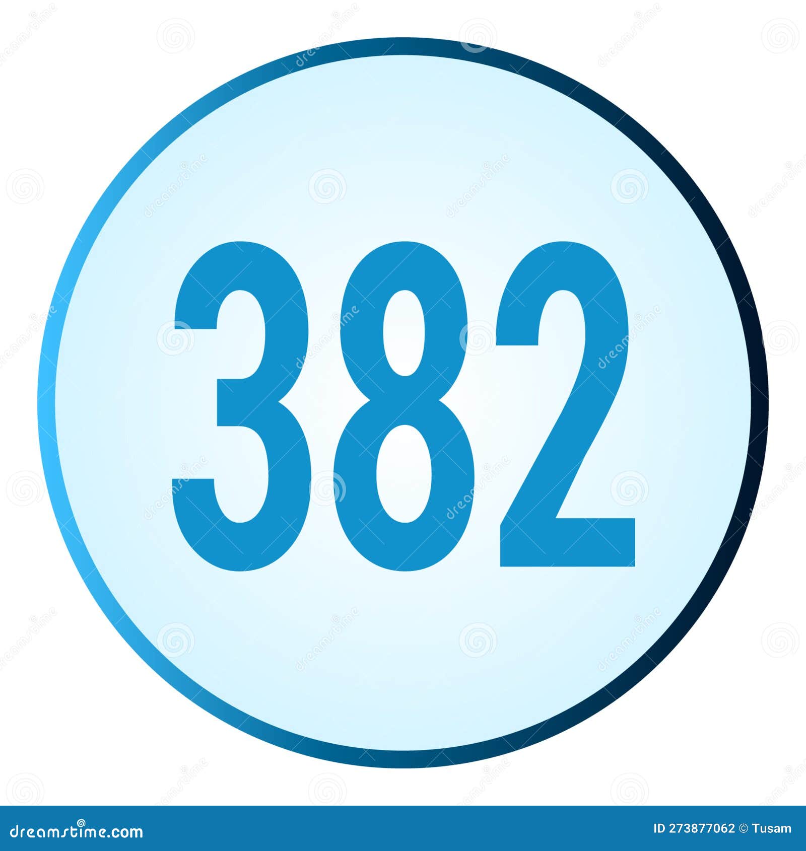 Number 382 Symbol or Logo with Round Frame in Blue Gradient Color Stock ...