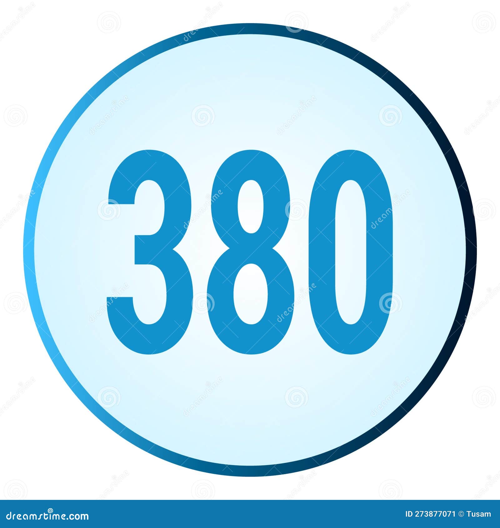 Number 380 Symbol or Logo with Round Frame in Blue Gradient Color Stock ...