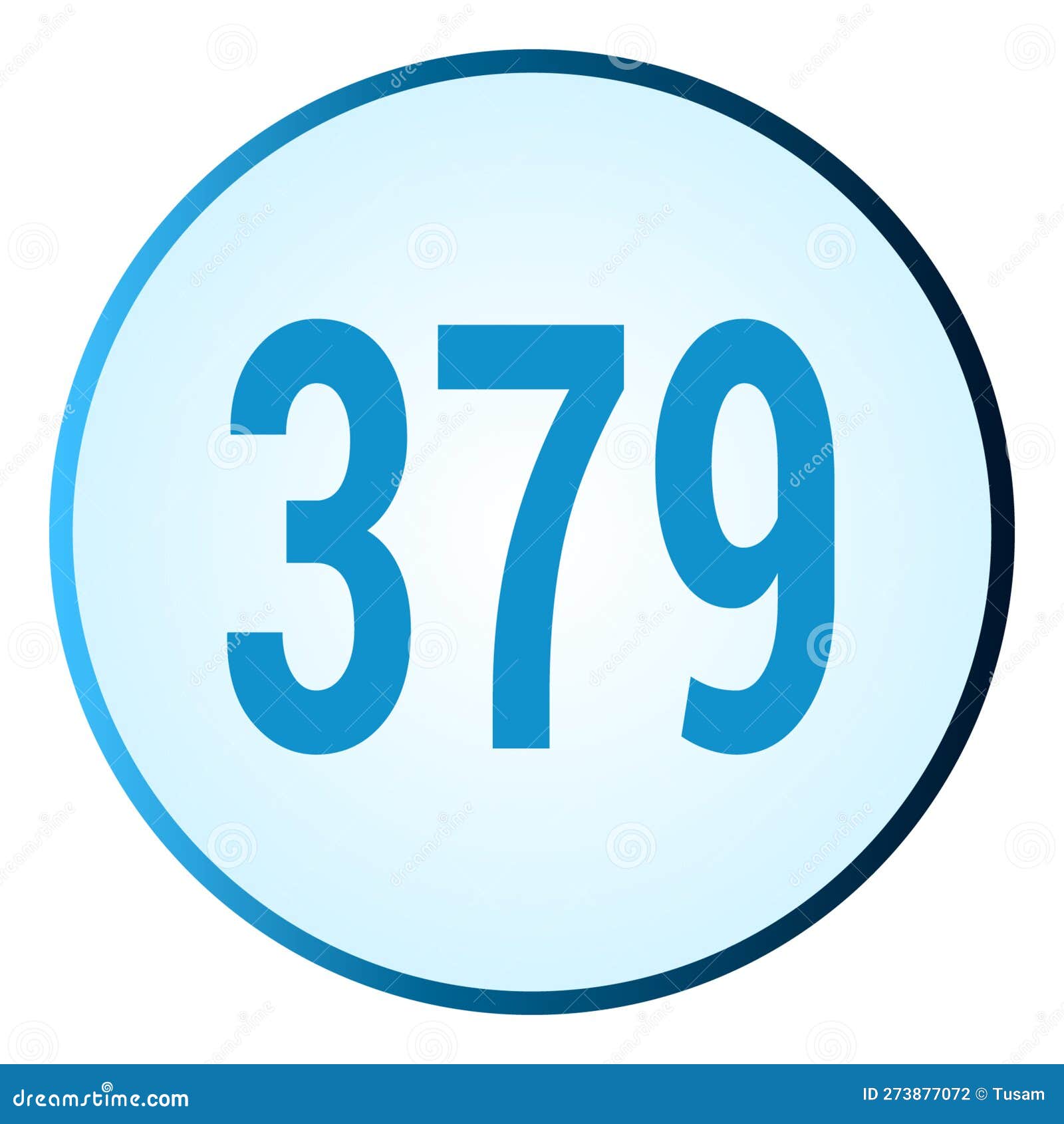 Number 379 Symbol or Logo with Round Frame in Blue Gradient Color Stock ...