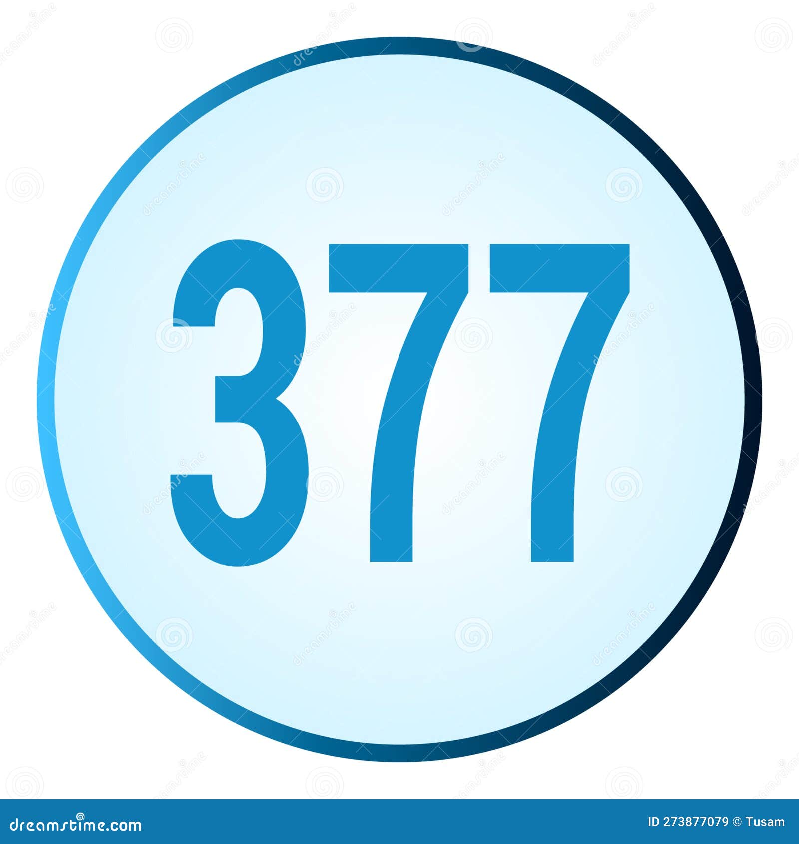 Number 377 Symbol or Logo with Round Frame in Blue Gradient Color Stock ...