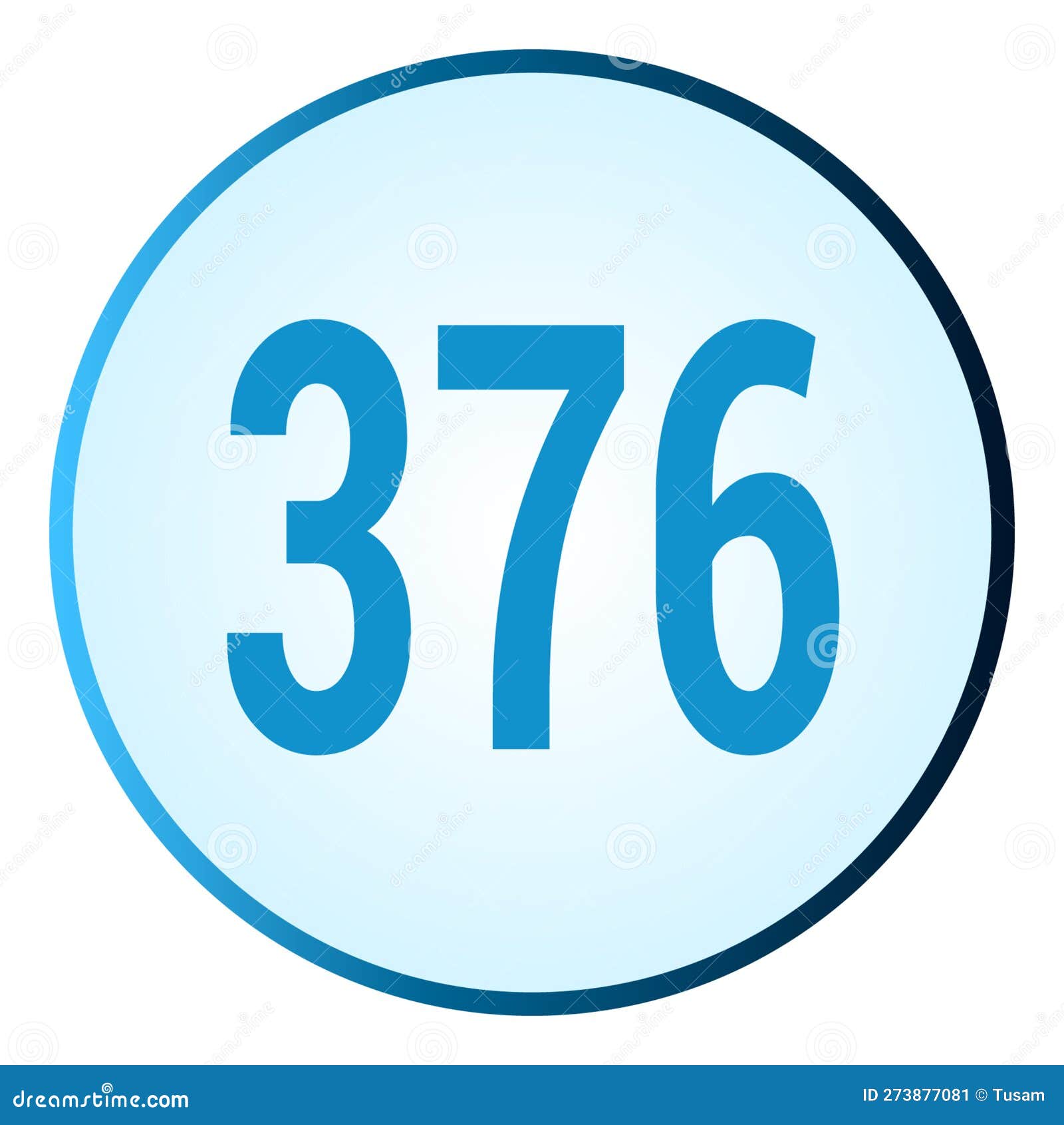 Number 376 Symbol or Logo with Round Frame in Blue Gradient Color Stock ...