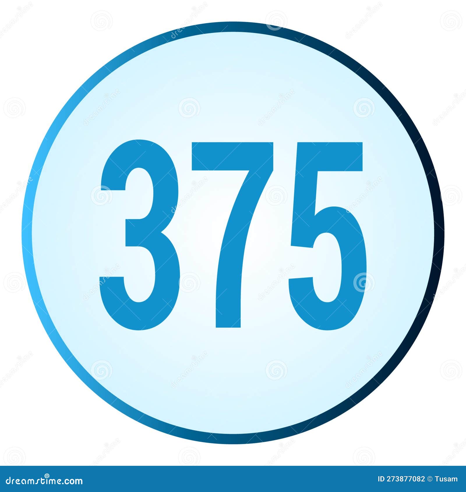 Number 375 Symbol or Logo with Round Frame in Blue Gradient Color Stock ...