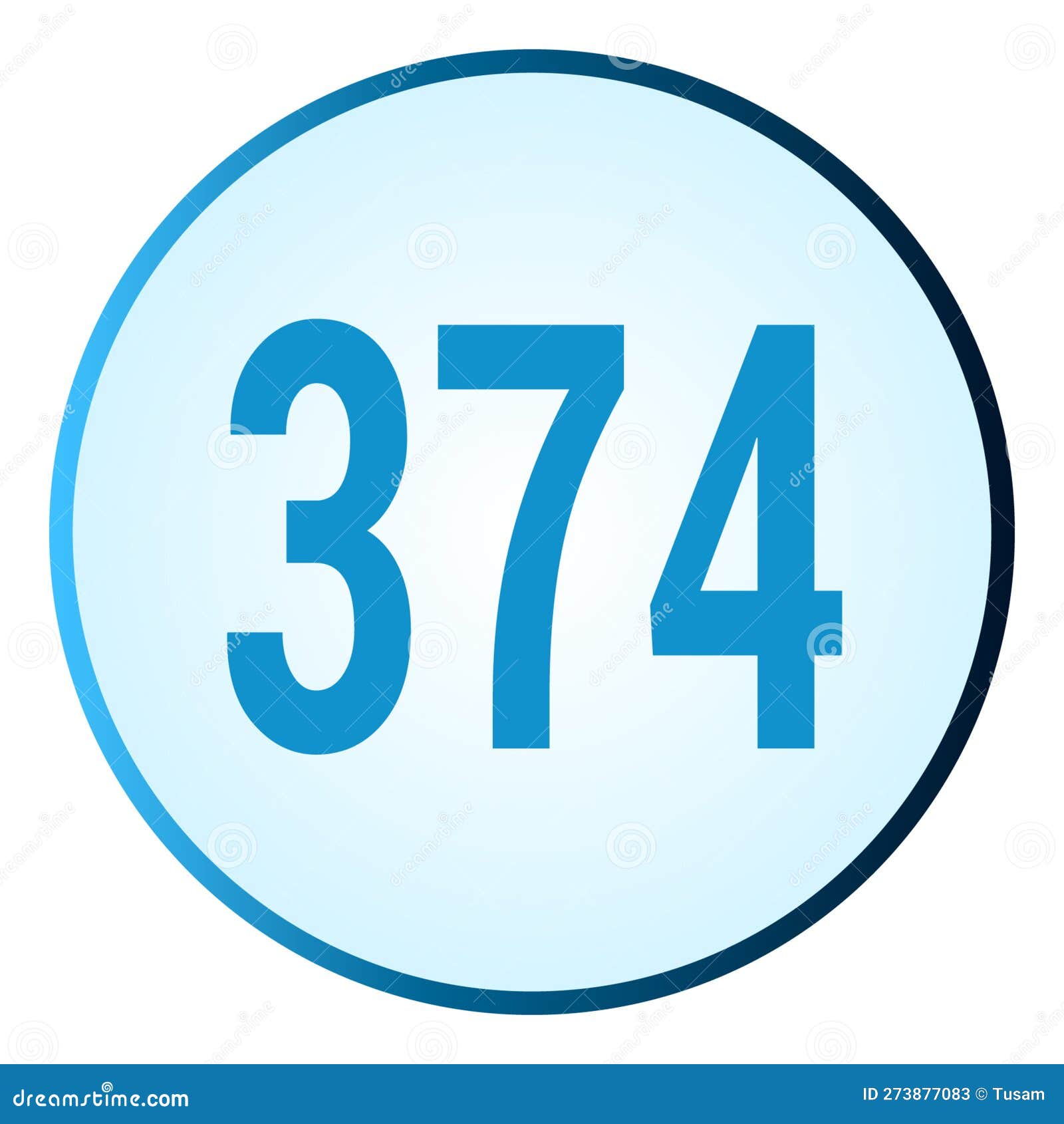 Number 374 Symbol or Logo with Round Frame in Blue Gradient Color Stock ...