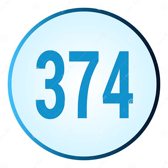 Number 374 Symbol or Logo with Round Frame in Blue Gradient Color Stock ...