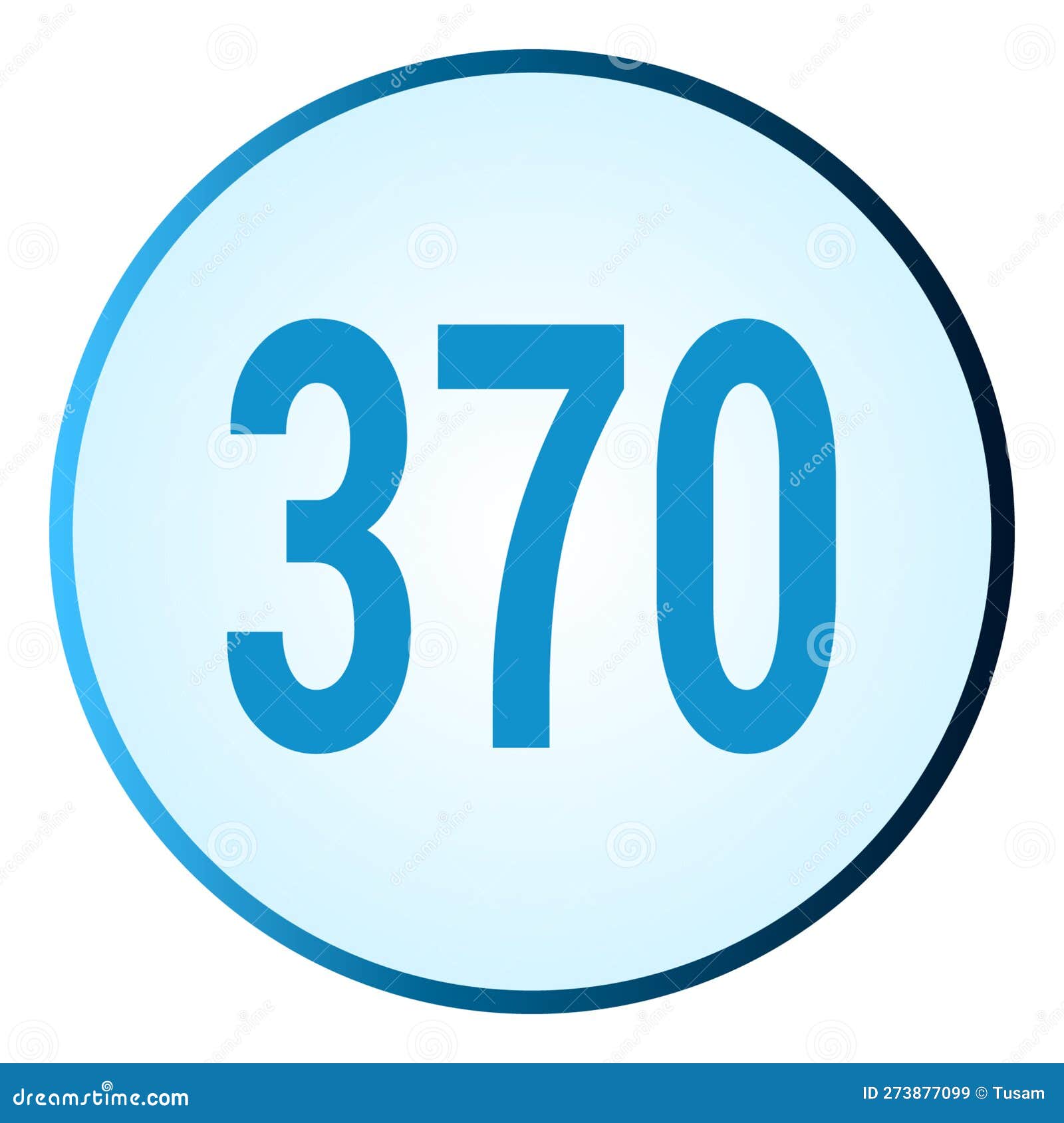 Number 370 Symbol Or Logo With Round Frame In Blue Gradient Color ...
