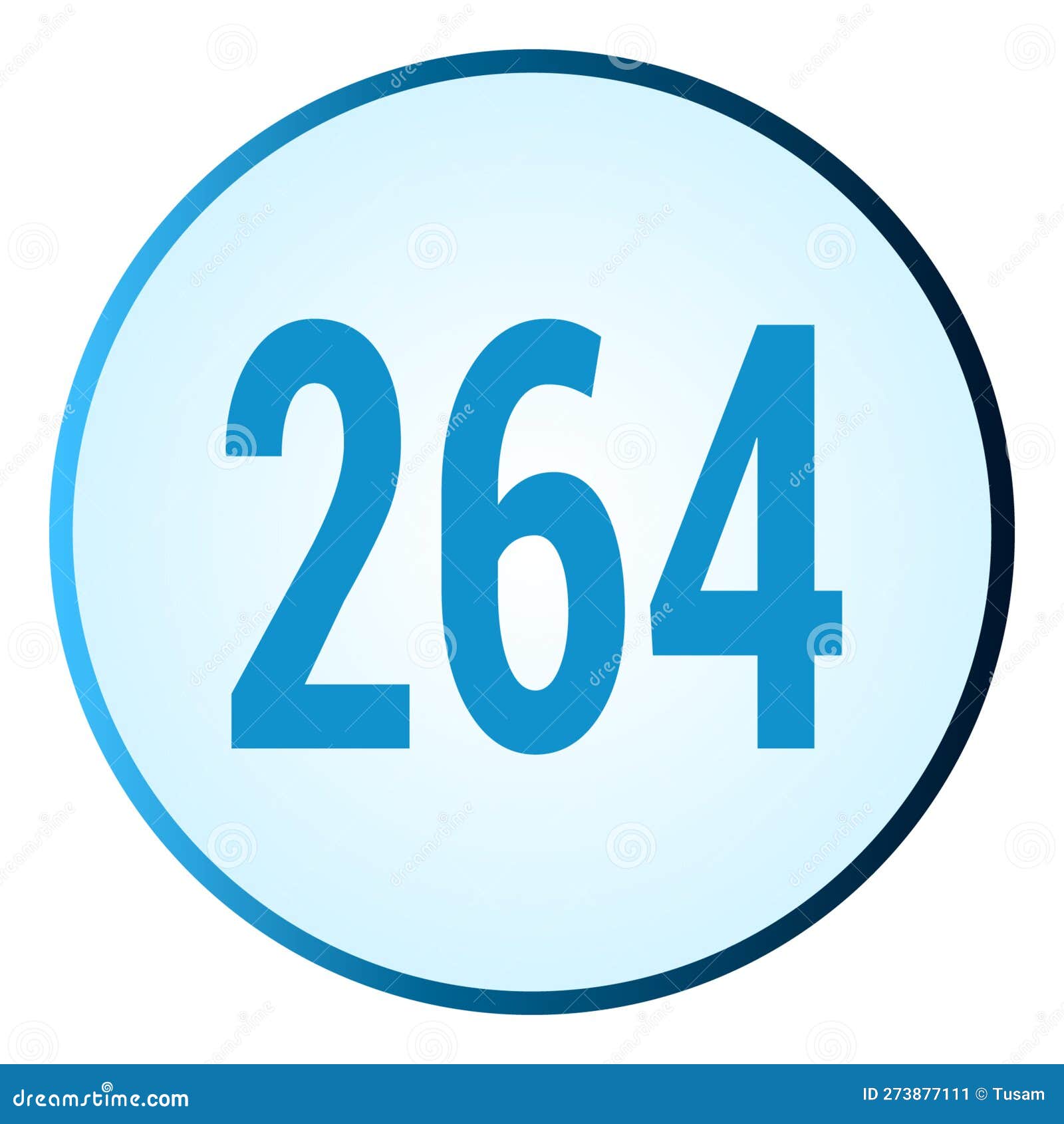 Number 264 Symbol or Logo with Round Frame in Blue Gradient Color Stock ...