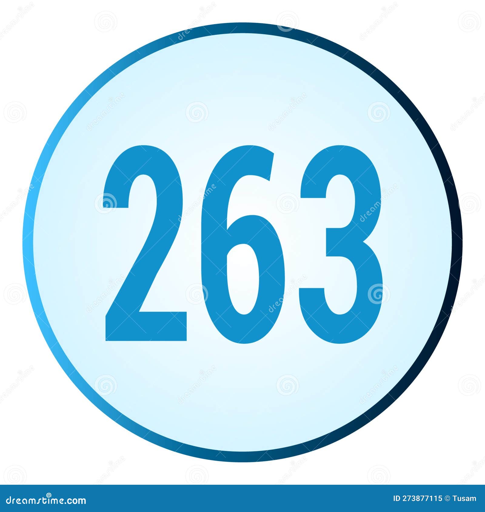 Number 263 Symbol or Logo with Round Frame in Blue Gradient Color Stock ...