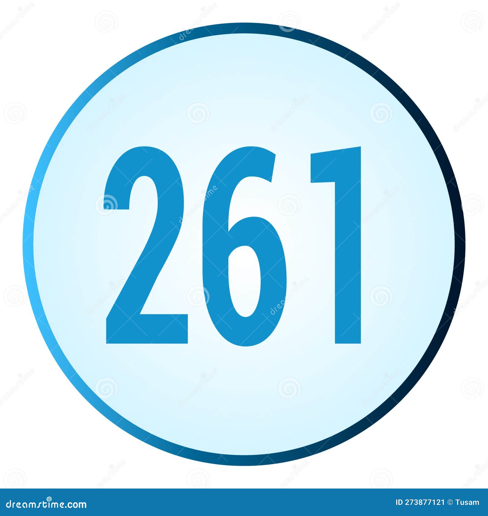 Number 261 Symbol or Logo with Round Frame in Blue Gradient Color Stock ...