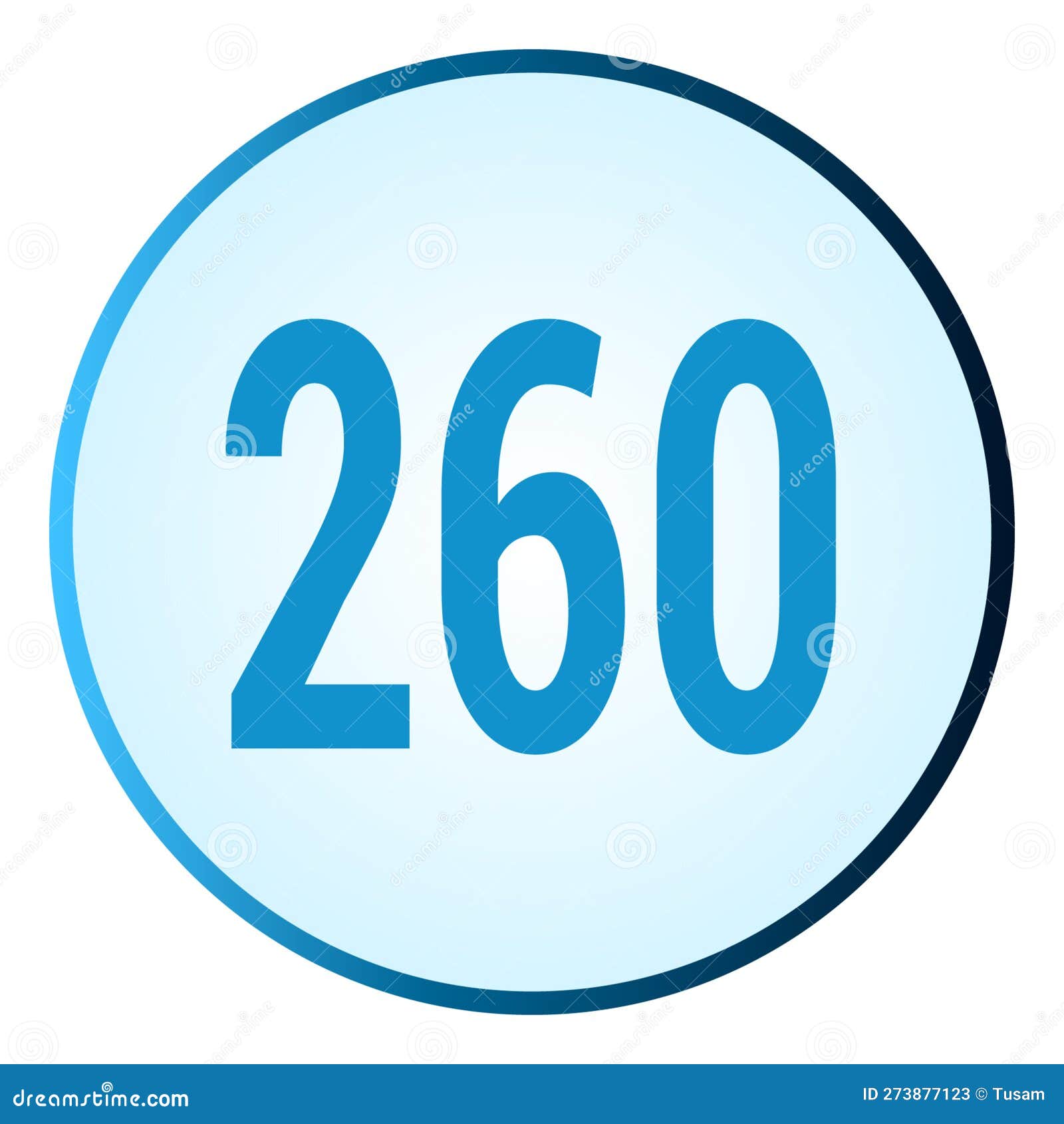 Number 260 Symbol or Logo with Round Frame in Blue Gradient Color Stock ...