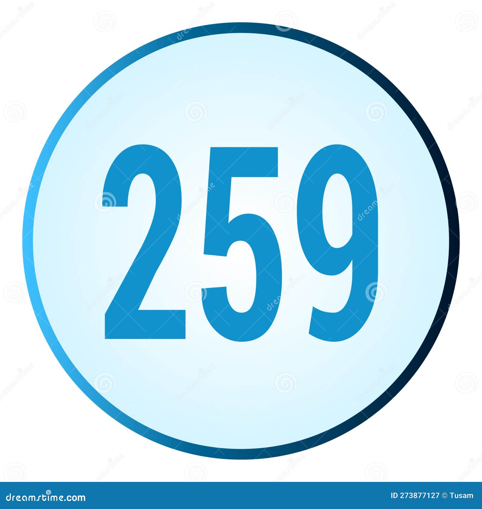 Number 259 Symbol or Logo with Round Frame in Blue Gradient Color Stock ...