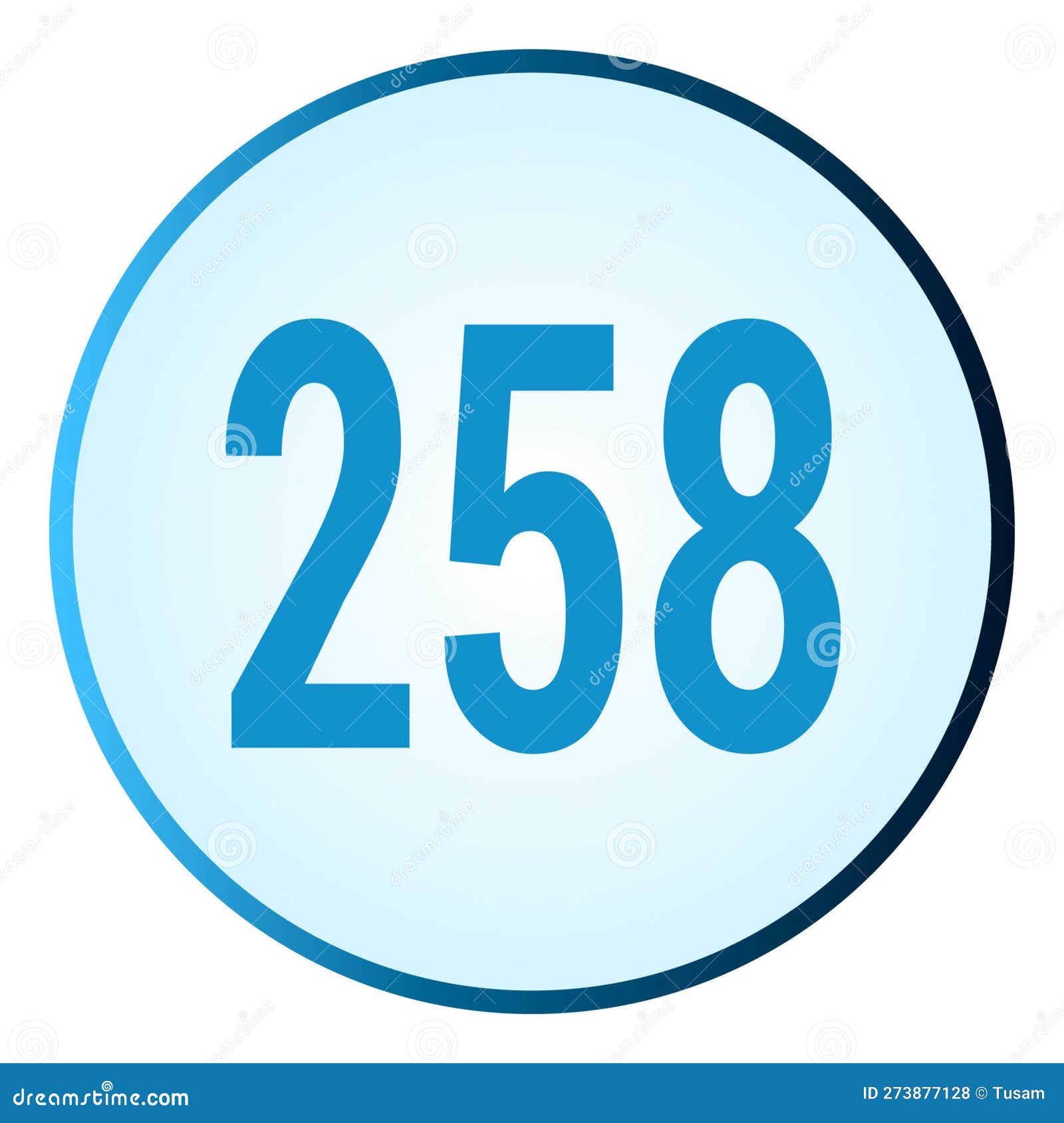Number 258 Symbol or Logo with Round Frame in Blue Gradient Color Stock ...