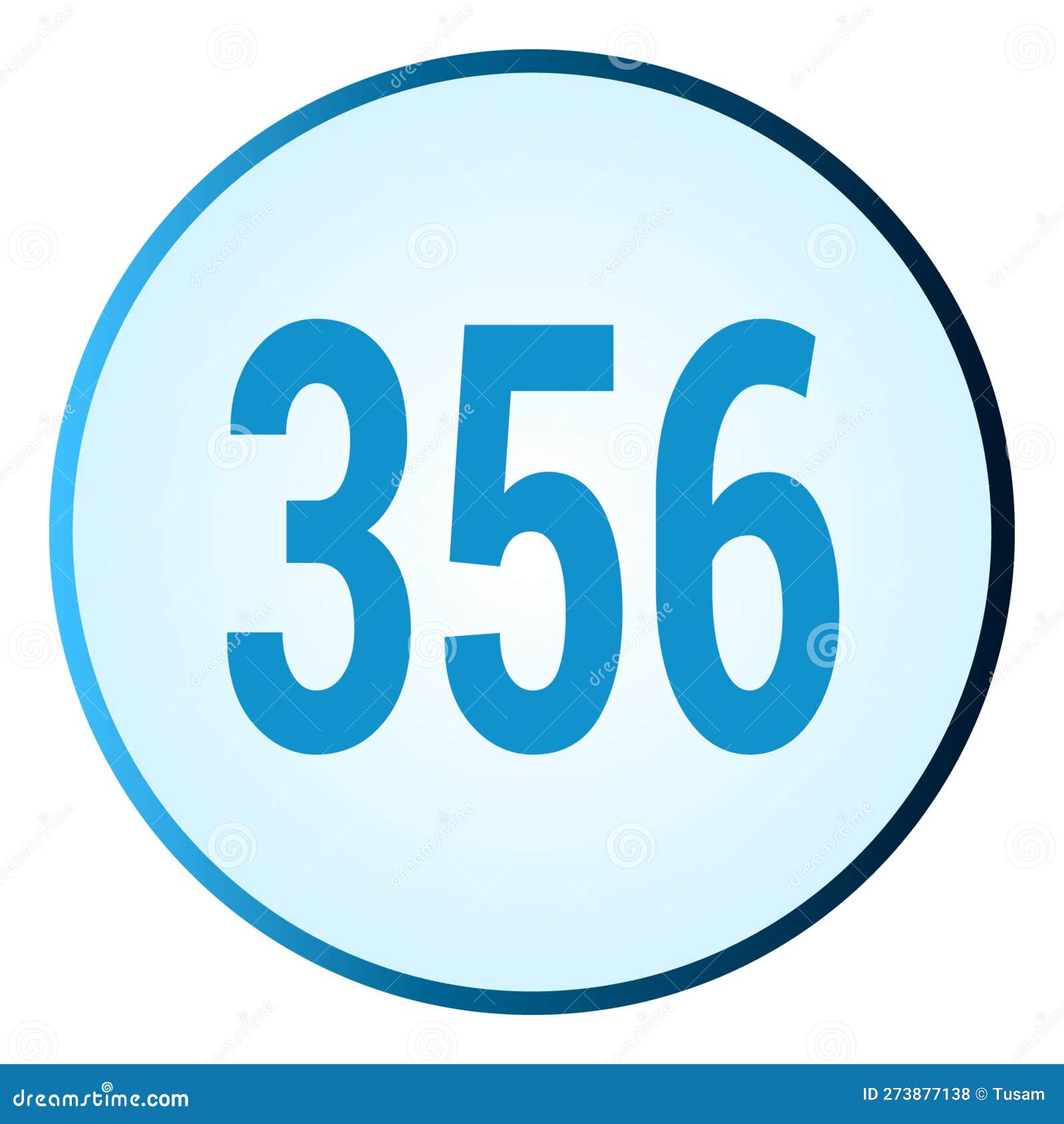 Number 356 Symbol or Logo with Round Frame in Blue Gradient Color Stock ...