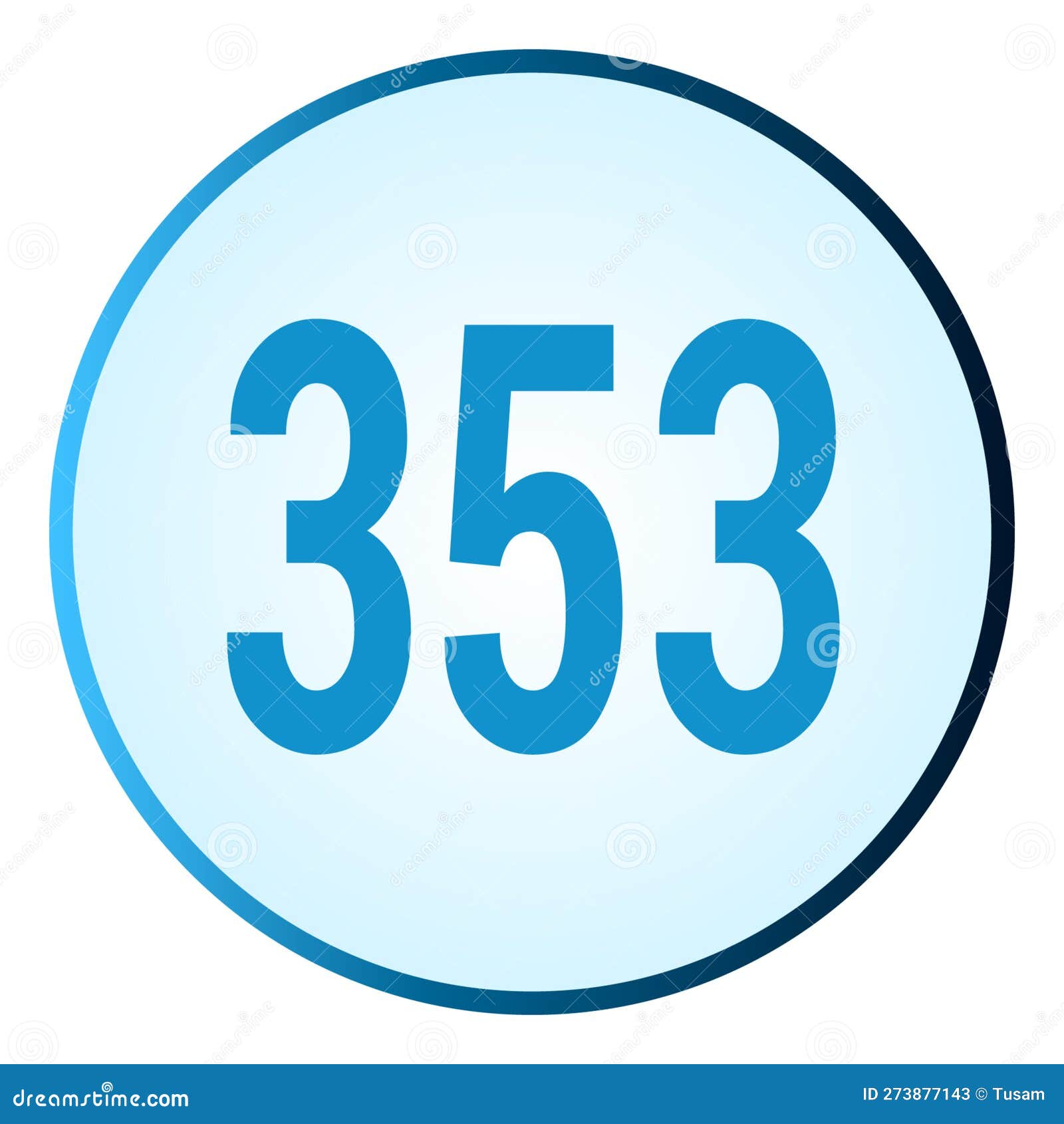 Number 353 Symbol or Logo with Round Frame in Blue Gradient Color Stock ...