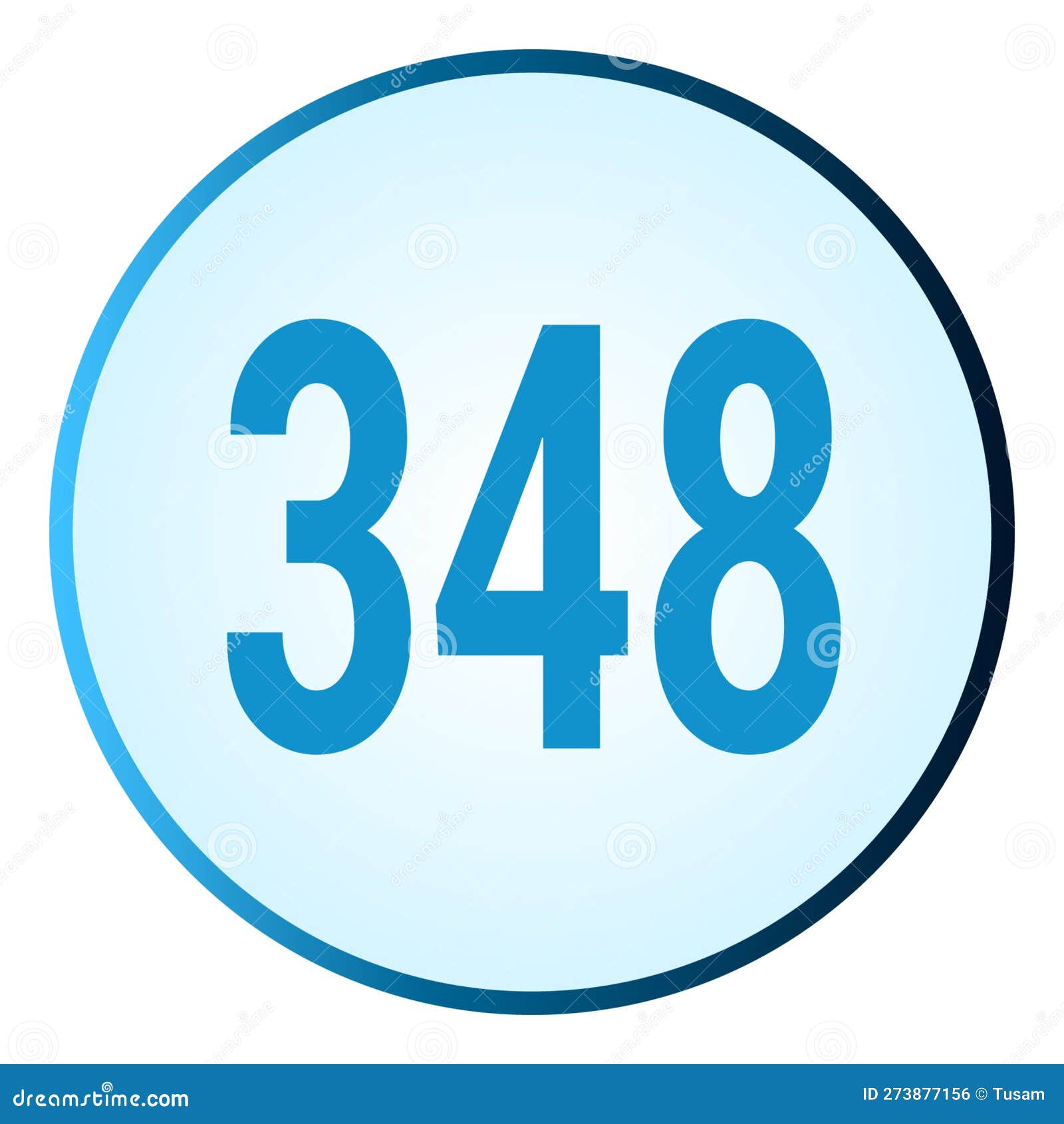Number 348 Symbol or Logo with Round Frame in Blue Gradient Color Stock ...