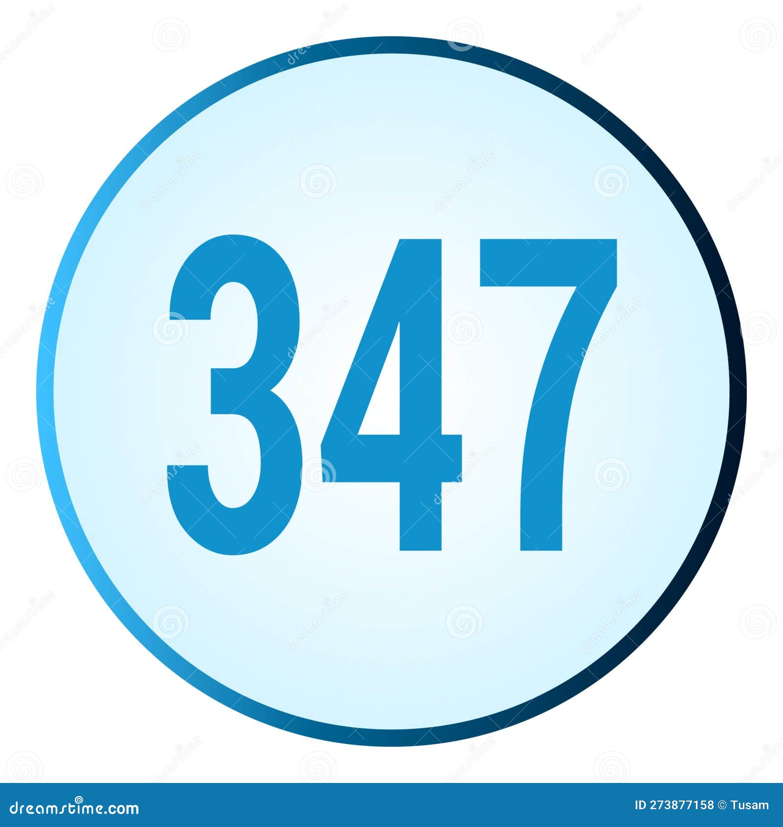 Number 347 Symbol or Logo with Round Frame in Blue Gradient Color Stock ...