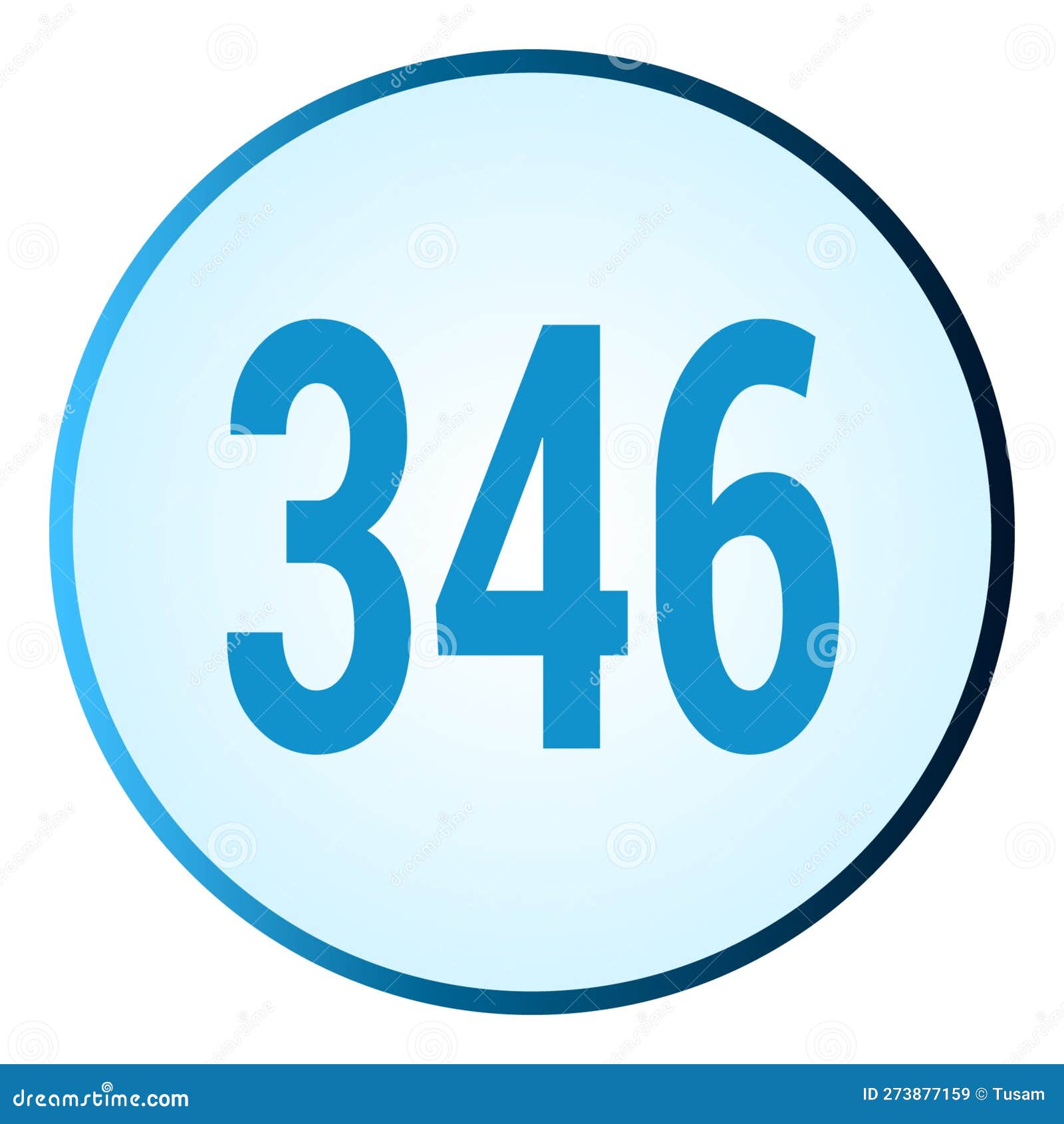 Number 346 Symbol or Logo with Round Frame in Blue Gradient Color Stock ...