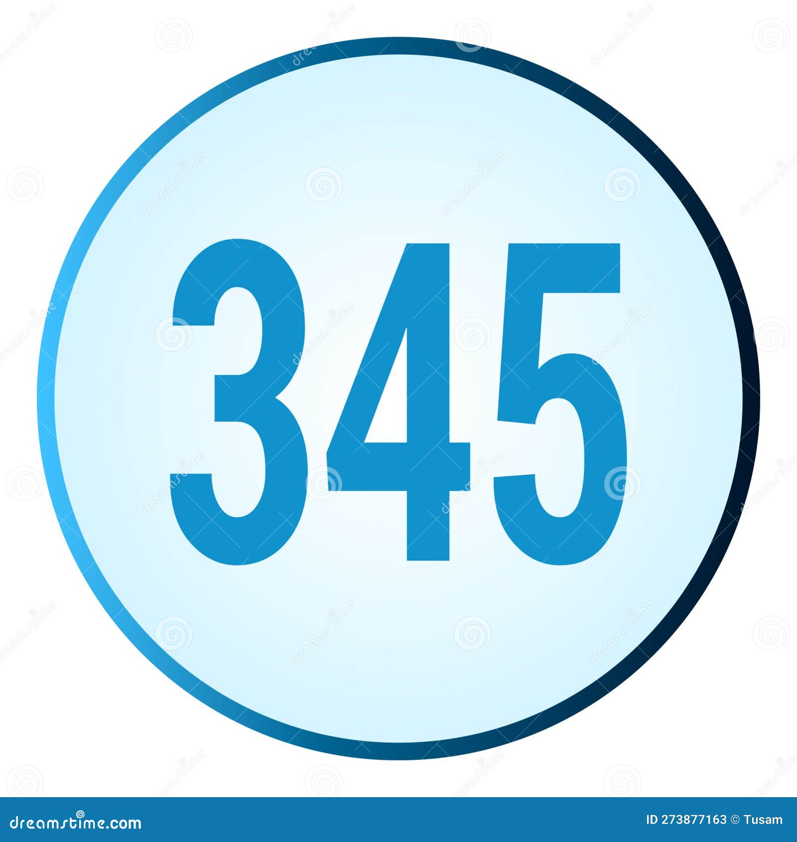 Number 345 Symbol or Logo with Round Frame in Blue Gradient Color Stock ...