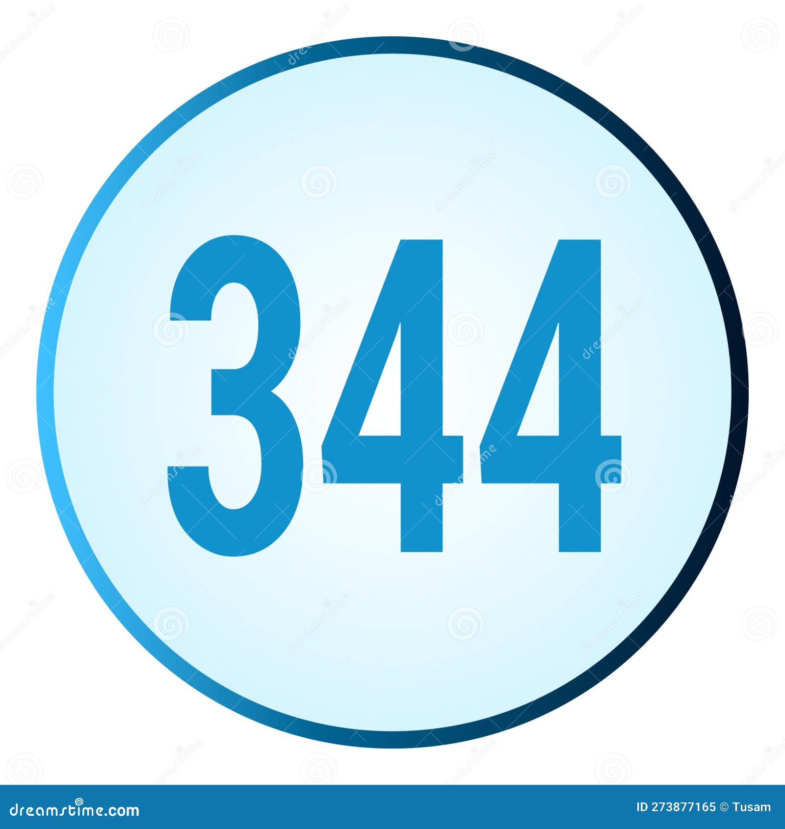 Number 344 Symbol or Logo with Round Frame in Blue Gradient Color Stock ...
