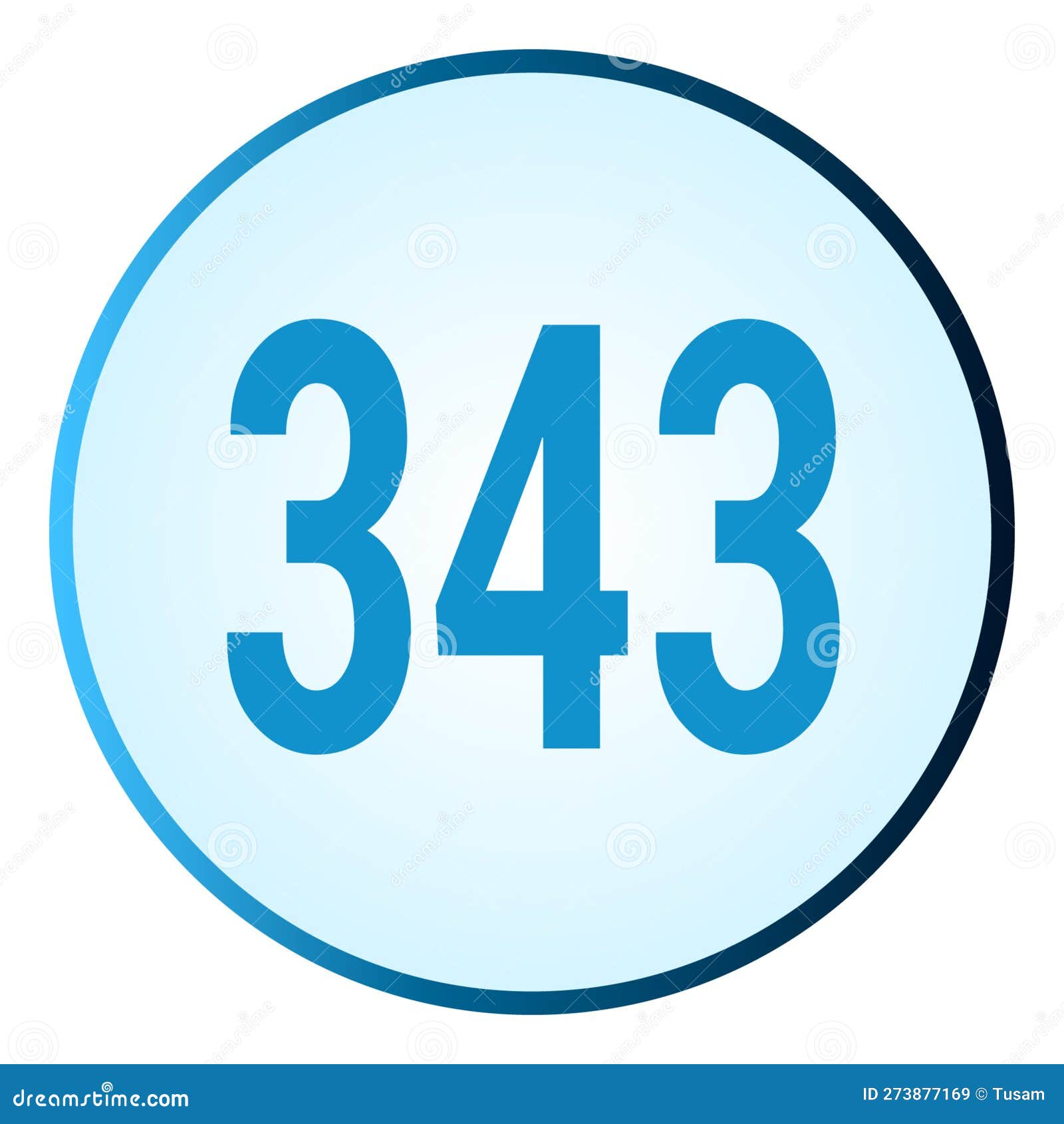 Number 343 Symbol Or Logo With Round Frame In Blue Gradient Color ...