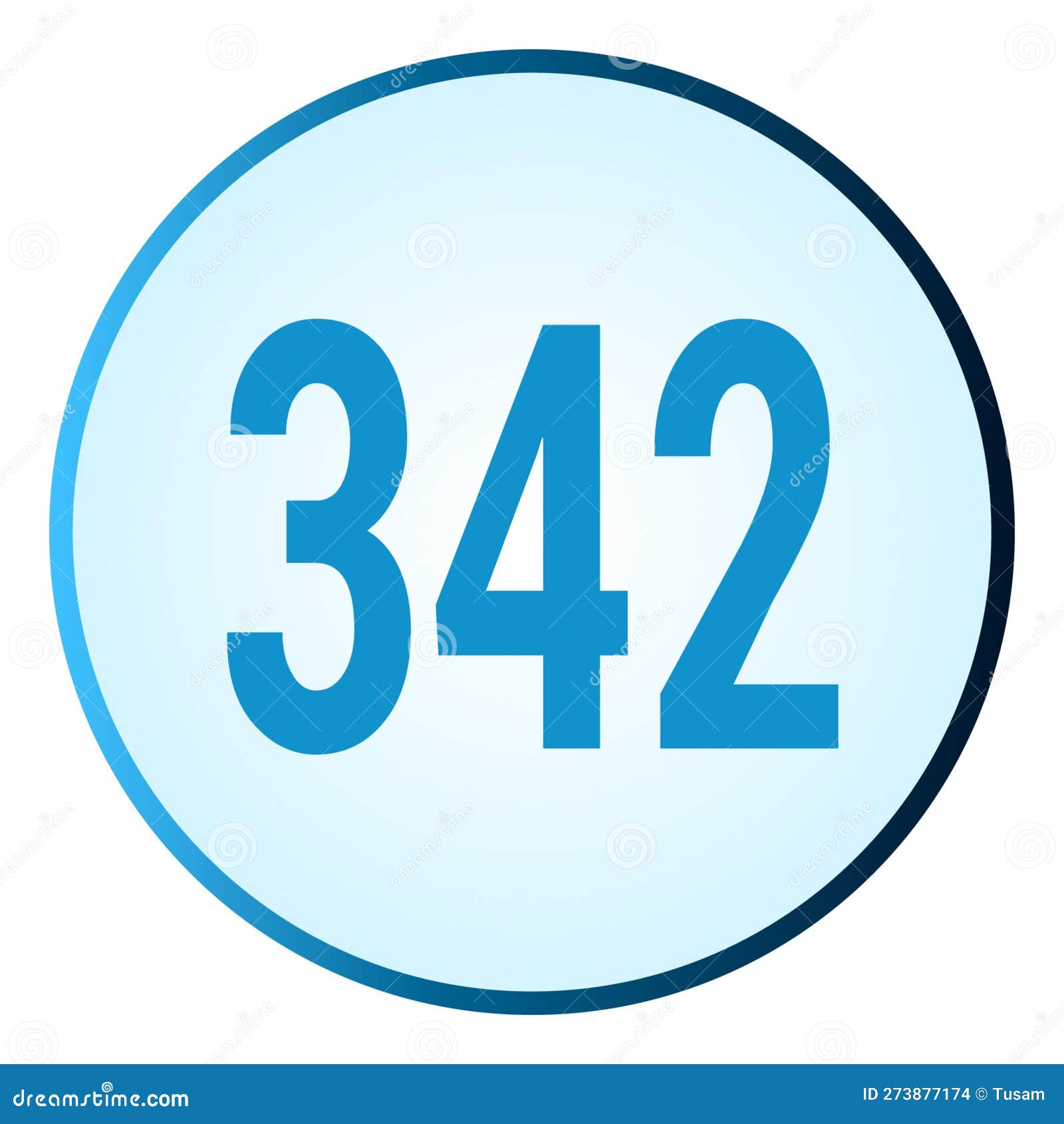 Number 342 Symbol Or Logo With Round Frame In Blue Gradient Color ...