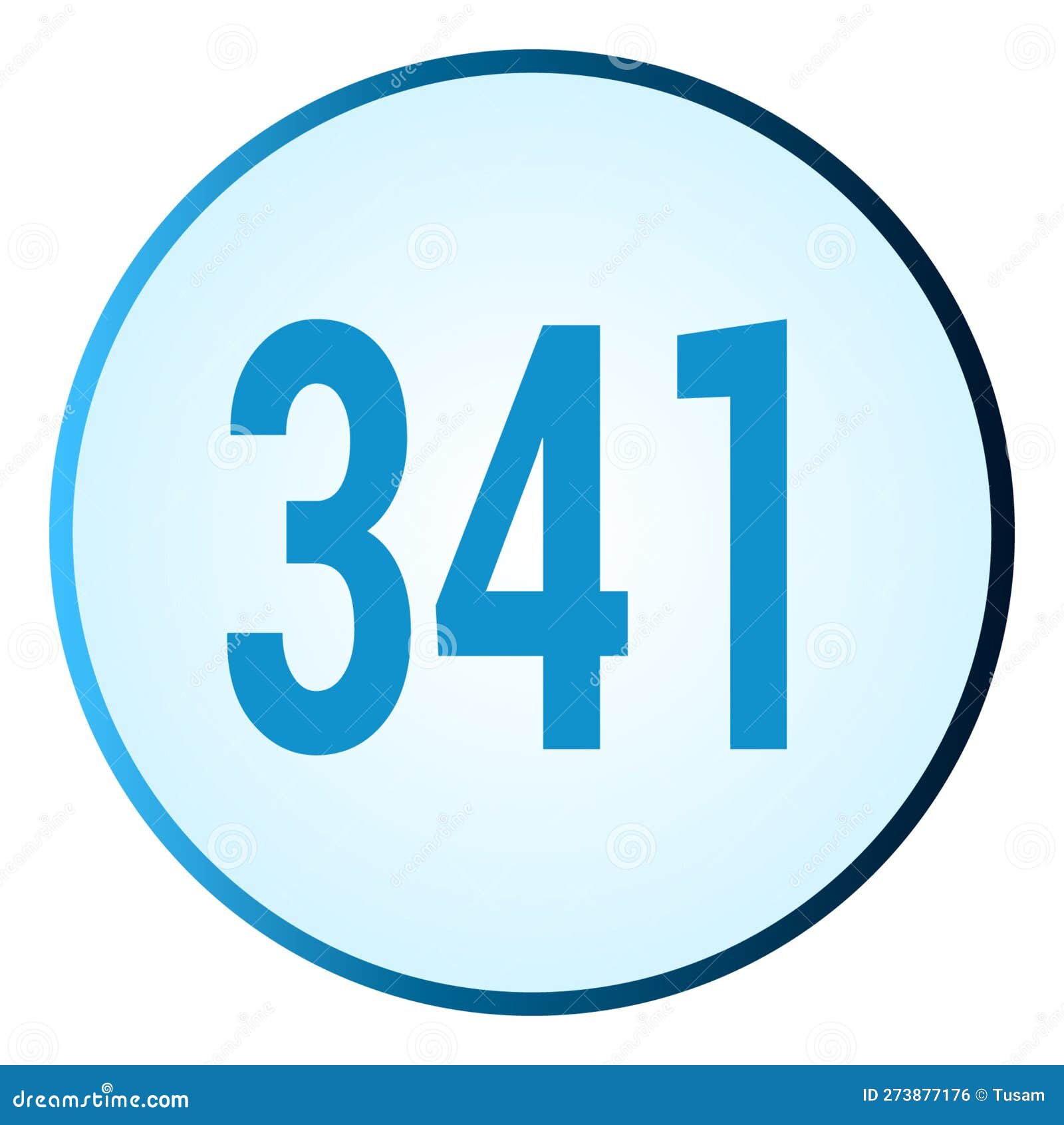 Number 341 Symbol or Logo with Round Frame in Blue Gradient Color Stock ...