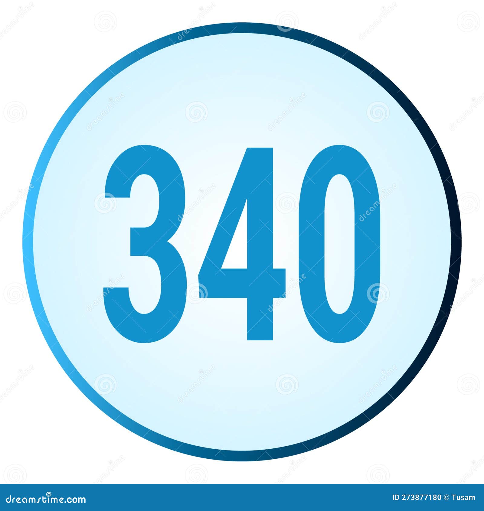 Number 340 Symbol Or Logo With Round Frame In Blue Gradient Color ...