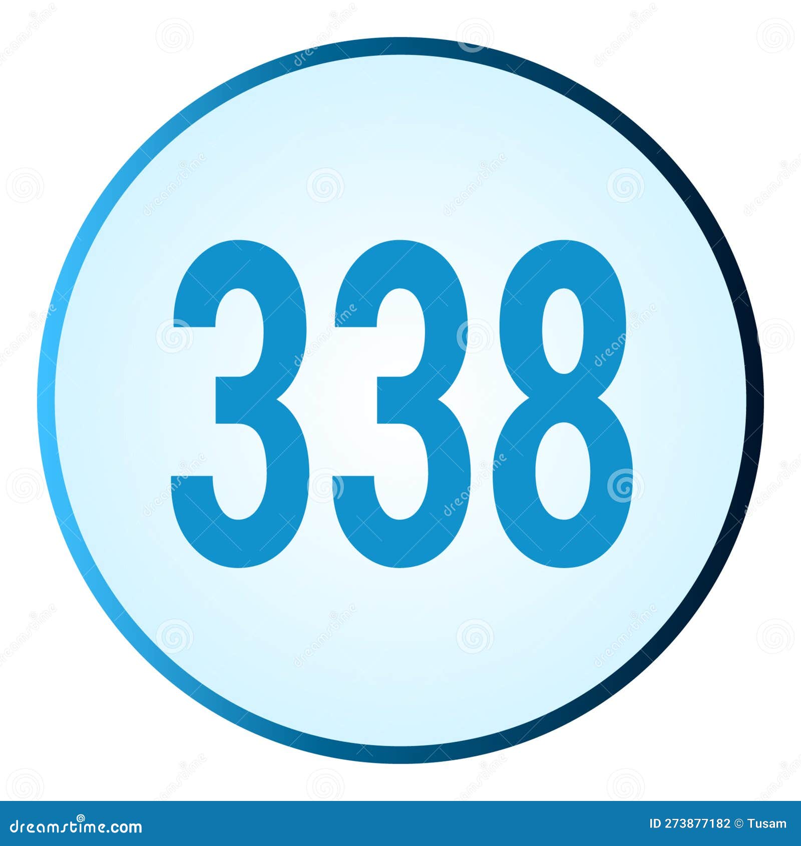 Number 338 Symbol or Logo with Round Frame in Blue Gradient Color Stock ...