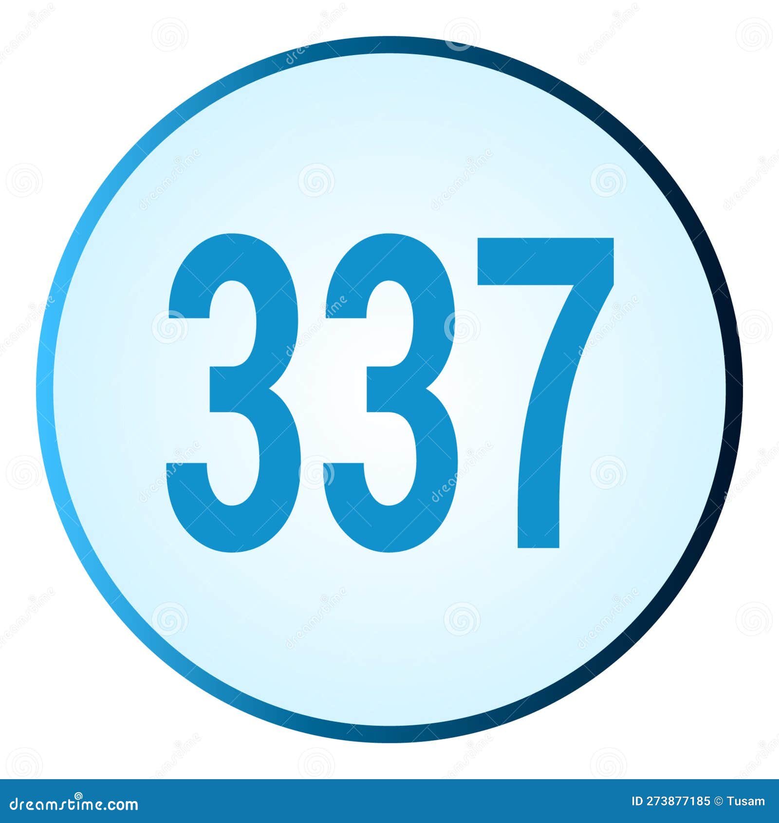 Number 337 Symbol or Logo with Round Frame in Blue Gradient Color Stock ...