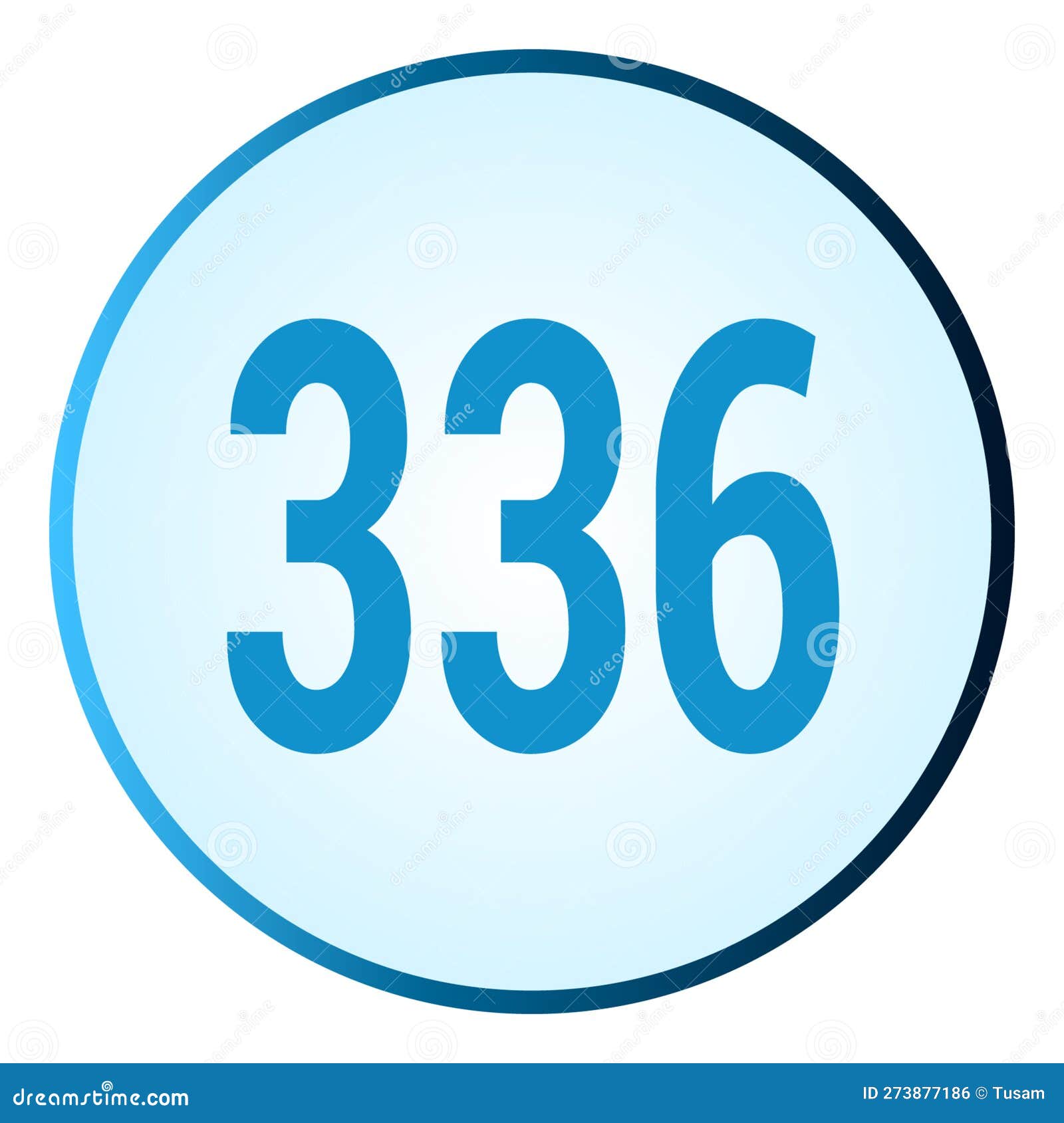 Number 336 Symbol or Logo with Round Frame in Blue Gradient Color Stock ...