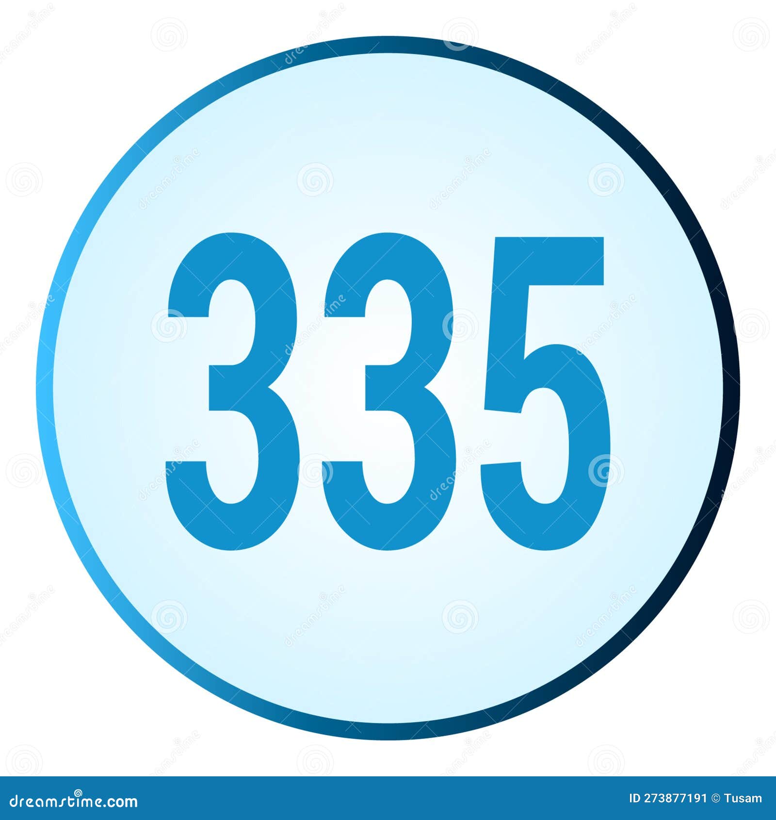 Number 335 Symbol Or Logo With Round Frame In Blue Gradient Color ...