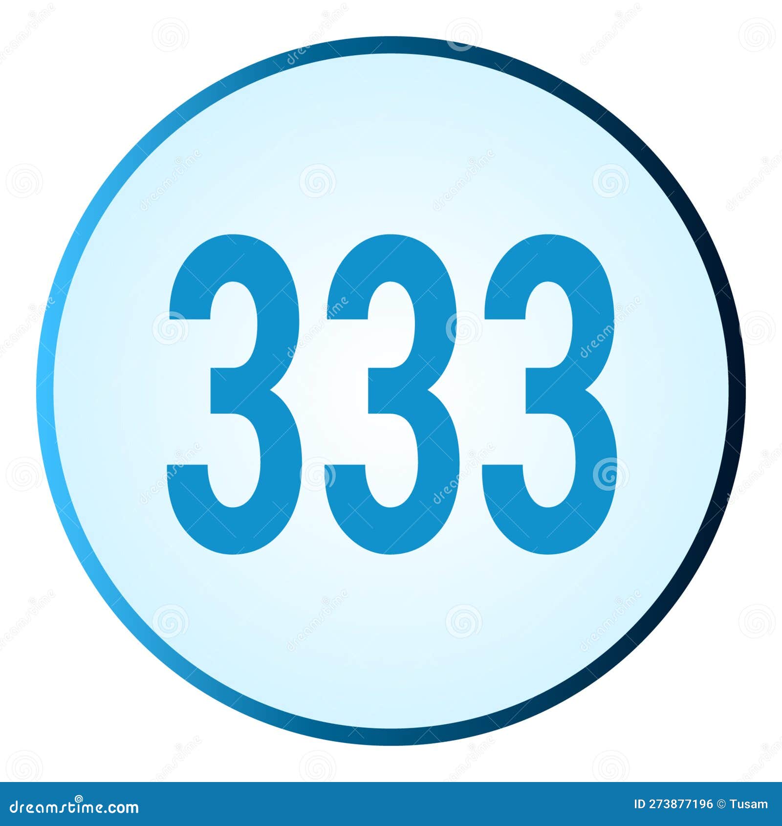 Number 333 Symbol or Logo with Round Frame in Blue Gradient Color Stock ...