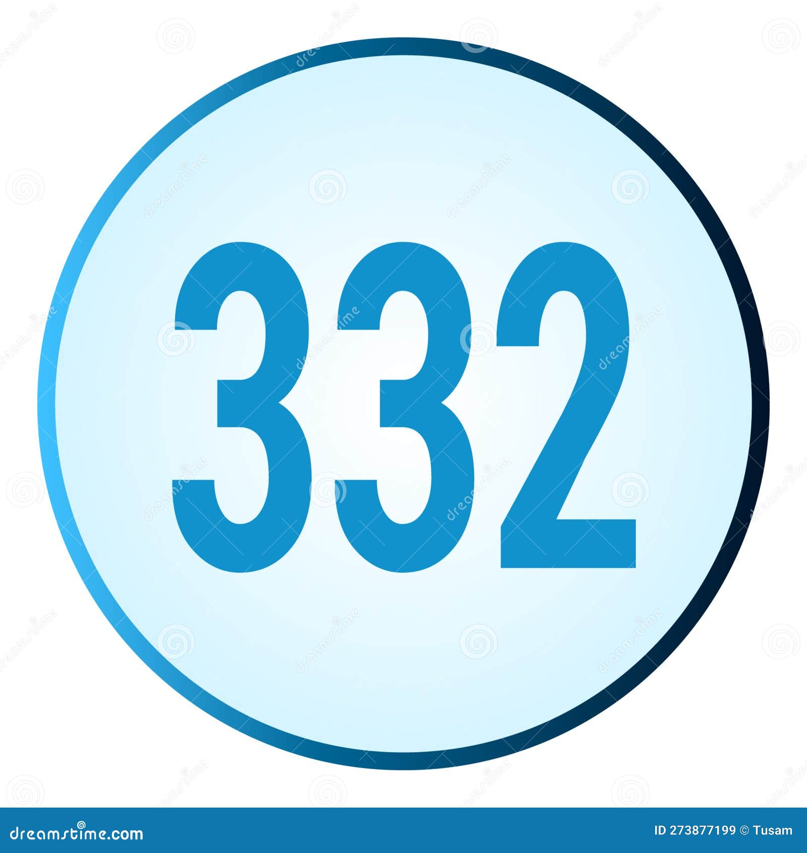 Number 332 Symbol or Logo with Round Frame in Blue Gradient Color Stock ...