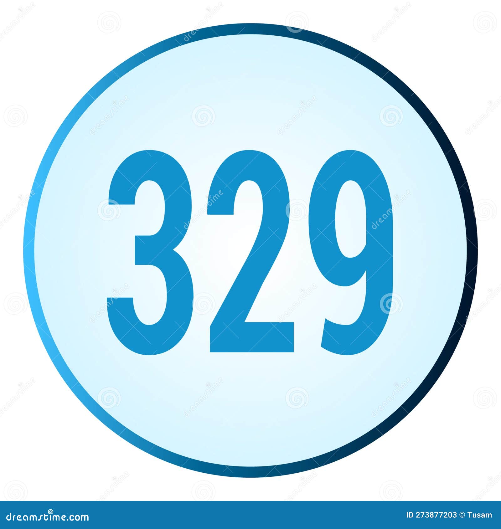 Number 329 Symbol Or Logo With Round Frame In Blue Gradient Color ...