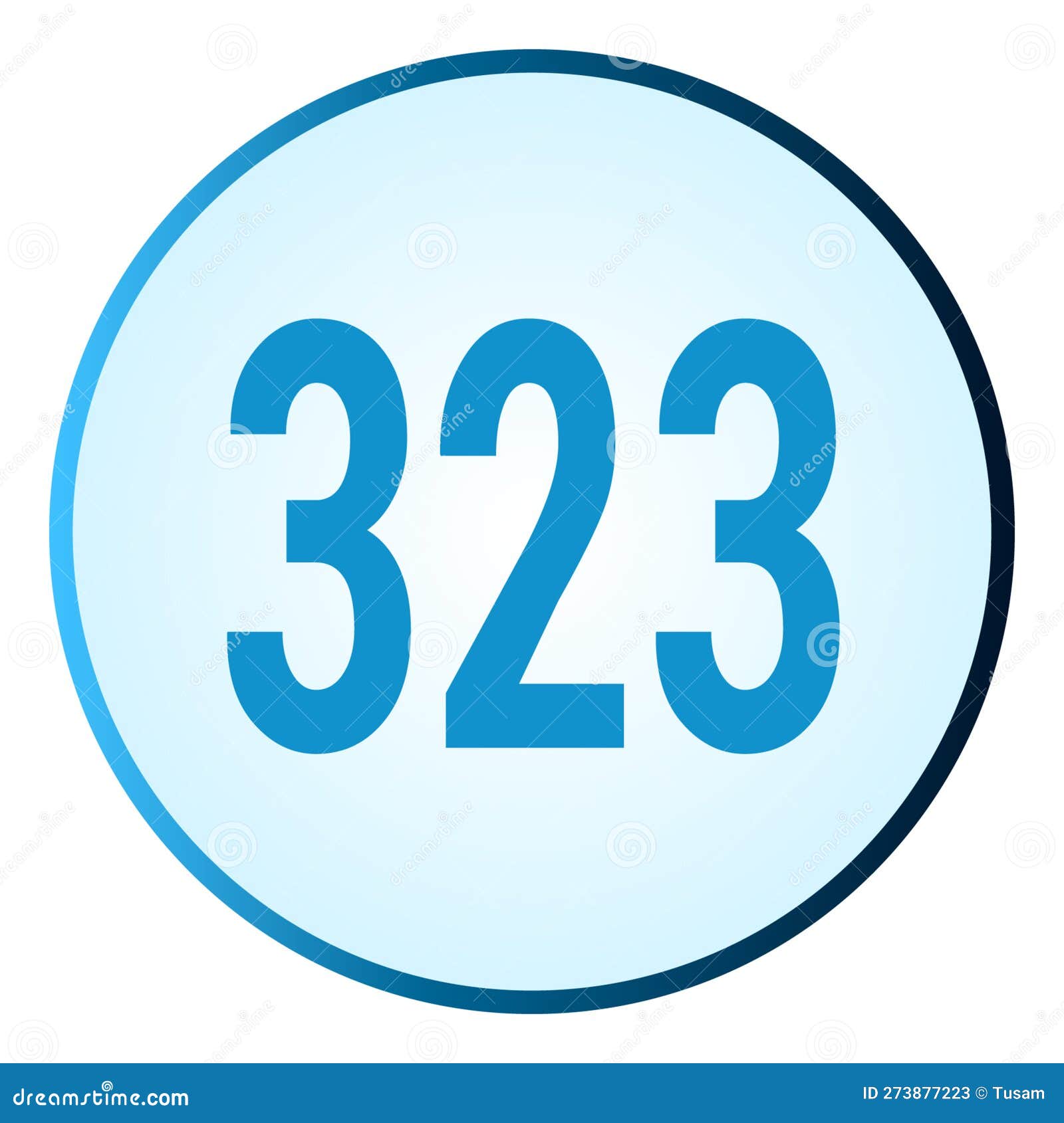Number 323 Symbol or Logo with Round Frame in Blue Gradient Color Stock ...