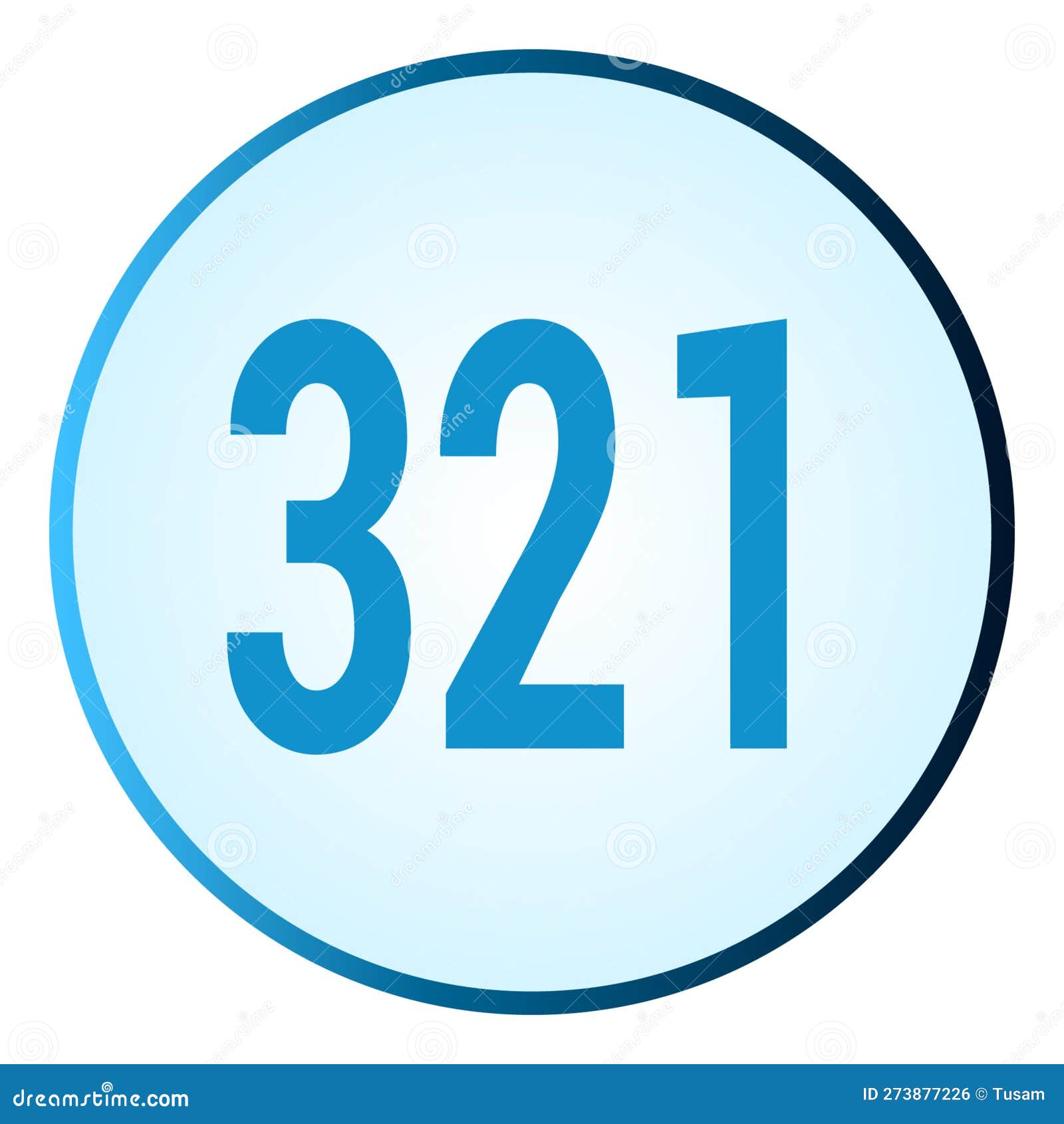 Number 321 Symbol or Logo with Round Frame in Blue Gradient Color Stock ...