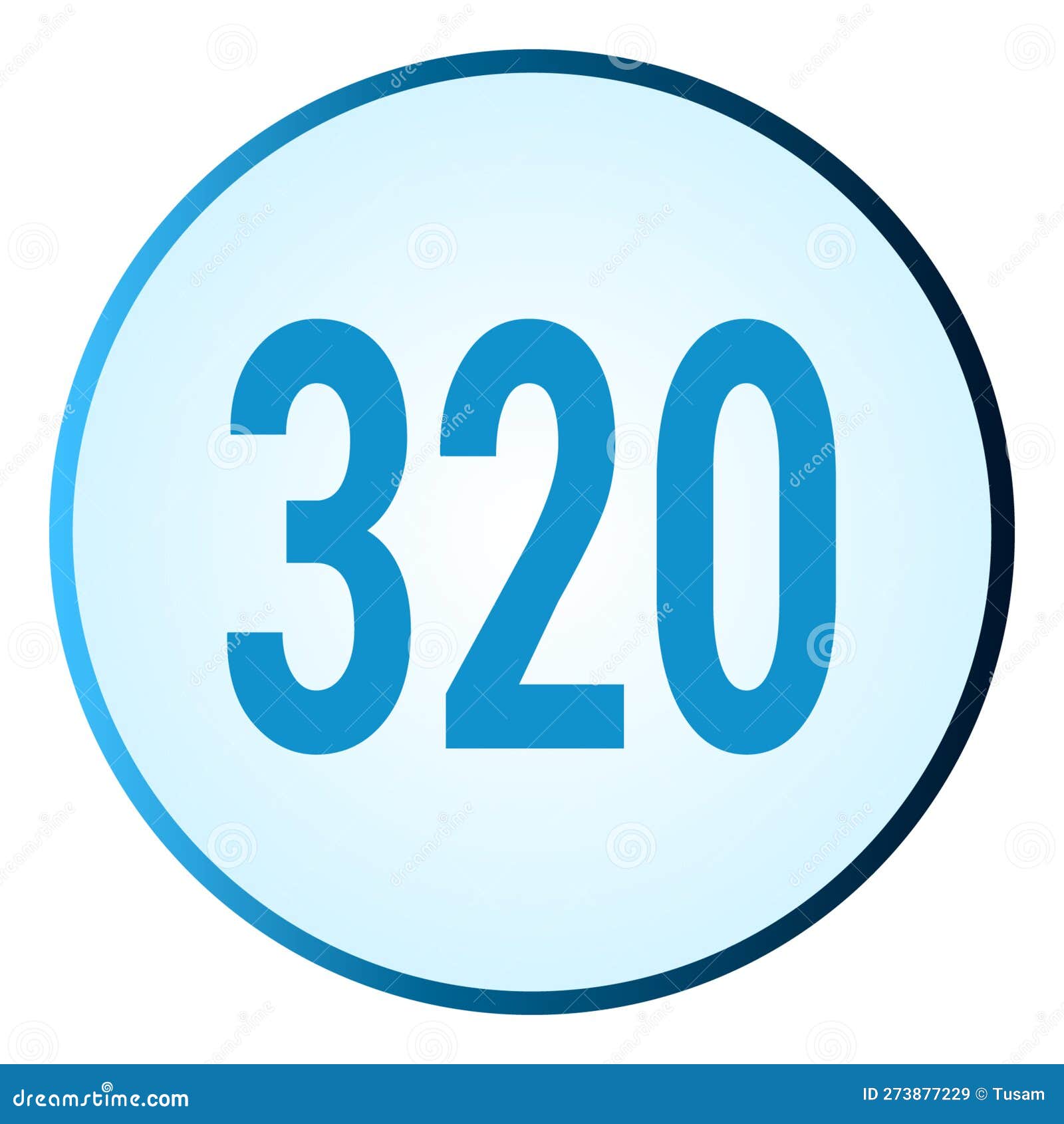 Number 320 Symbol or Logo with Round Frame in Blue Gradient Color Stock ...